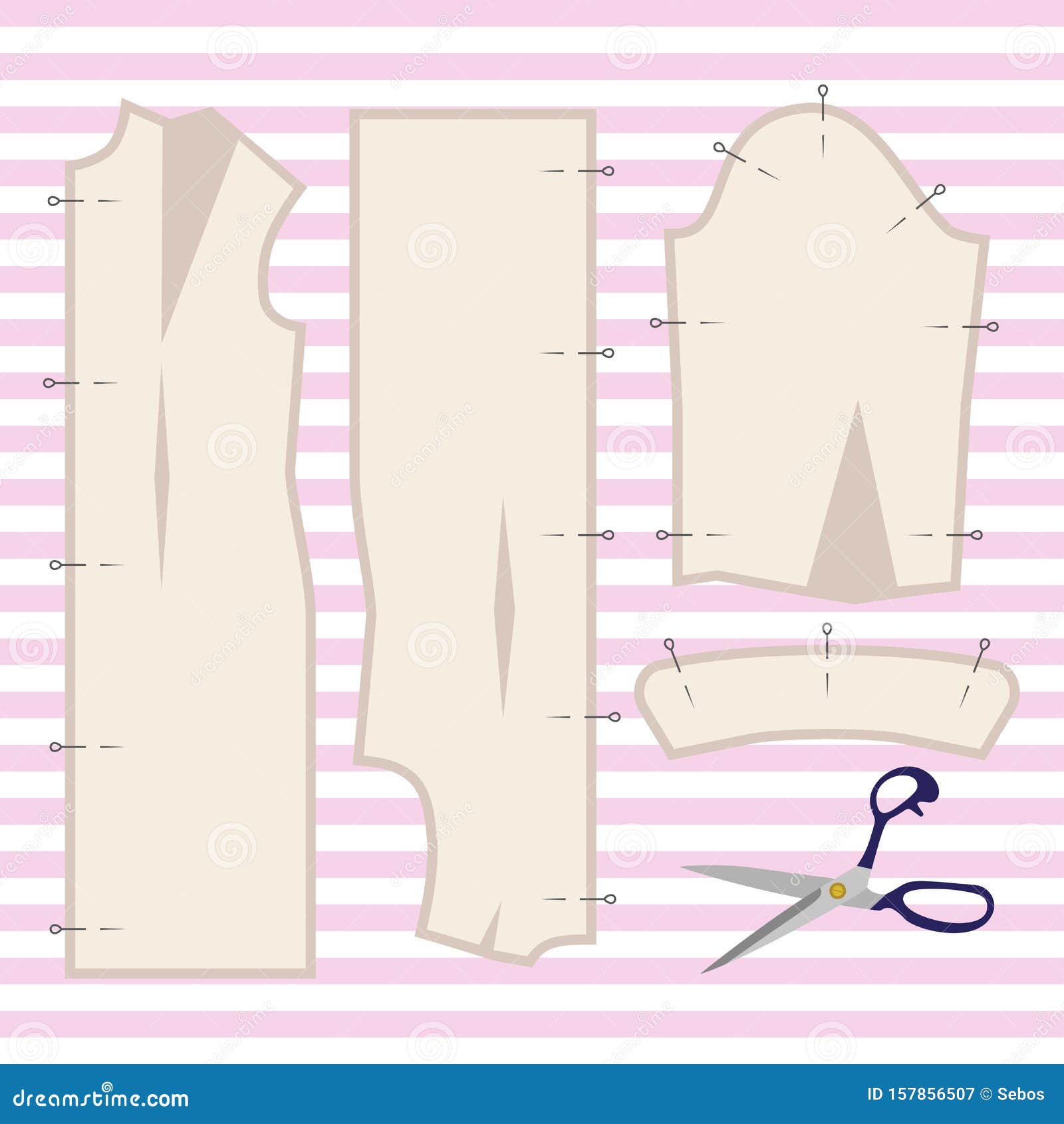 Illustration of a Vector with Sewing Pattern and Sewing Tool Stock ...