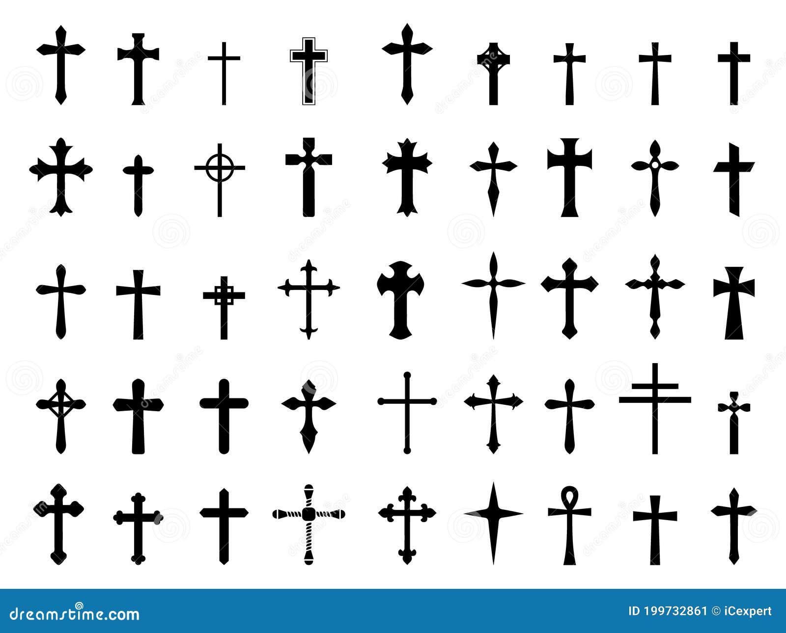 Illustration Vector Simple Christian Cross Icon Collection Stock Vector ...