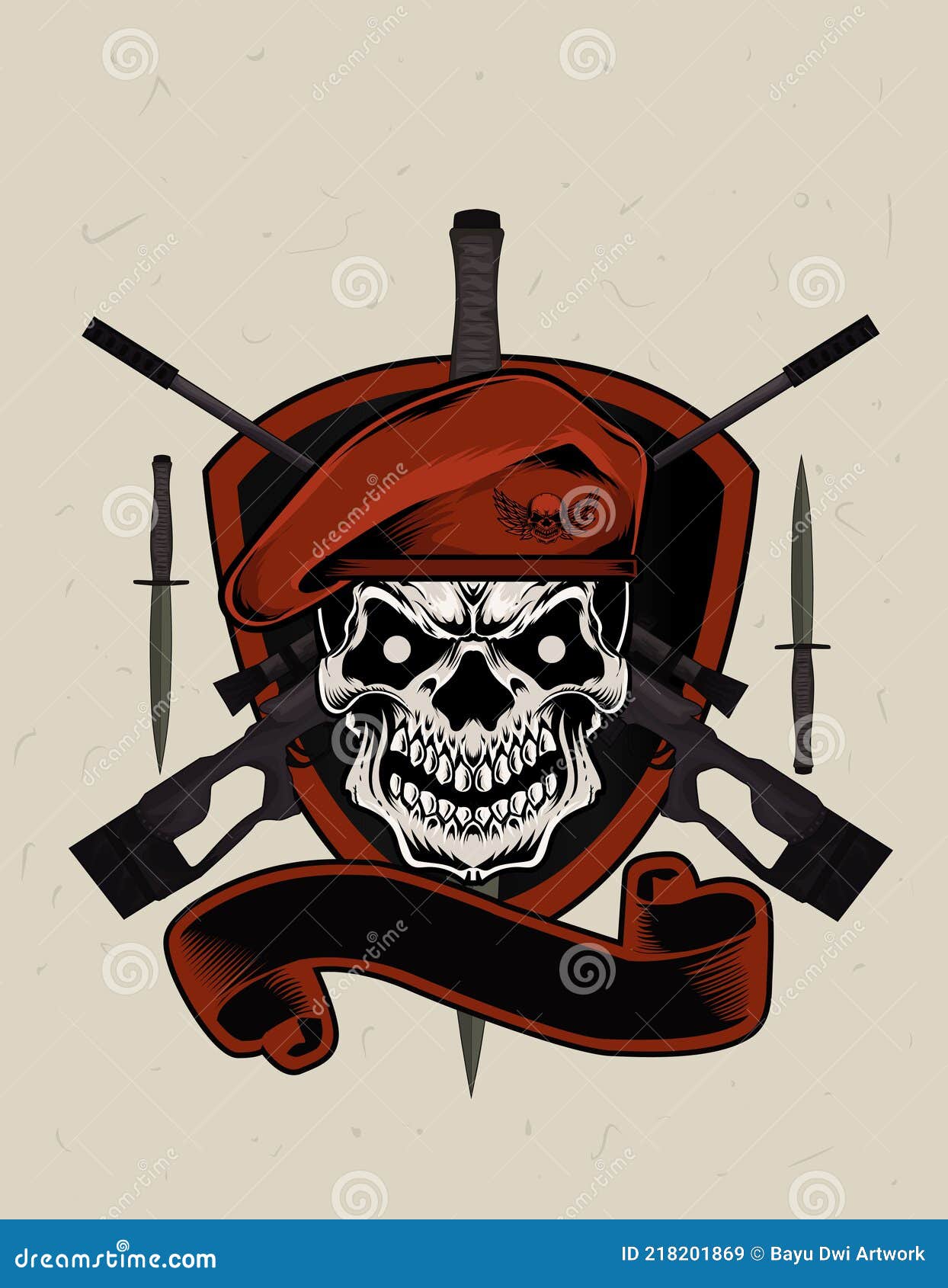 Illustration Vector Skull Army Logo Stock Vector - Illustration of guns ...