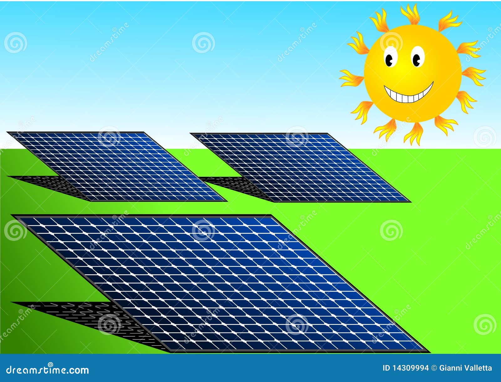 Illustration Vector of Solar Panels and Sun Stock Vector - Illustration ...