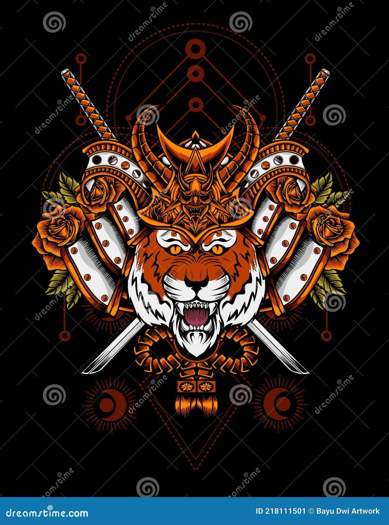 Tiger Samurai Cute Creative Kawaii Cartoon Mascot Logo Stock ...