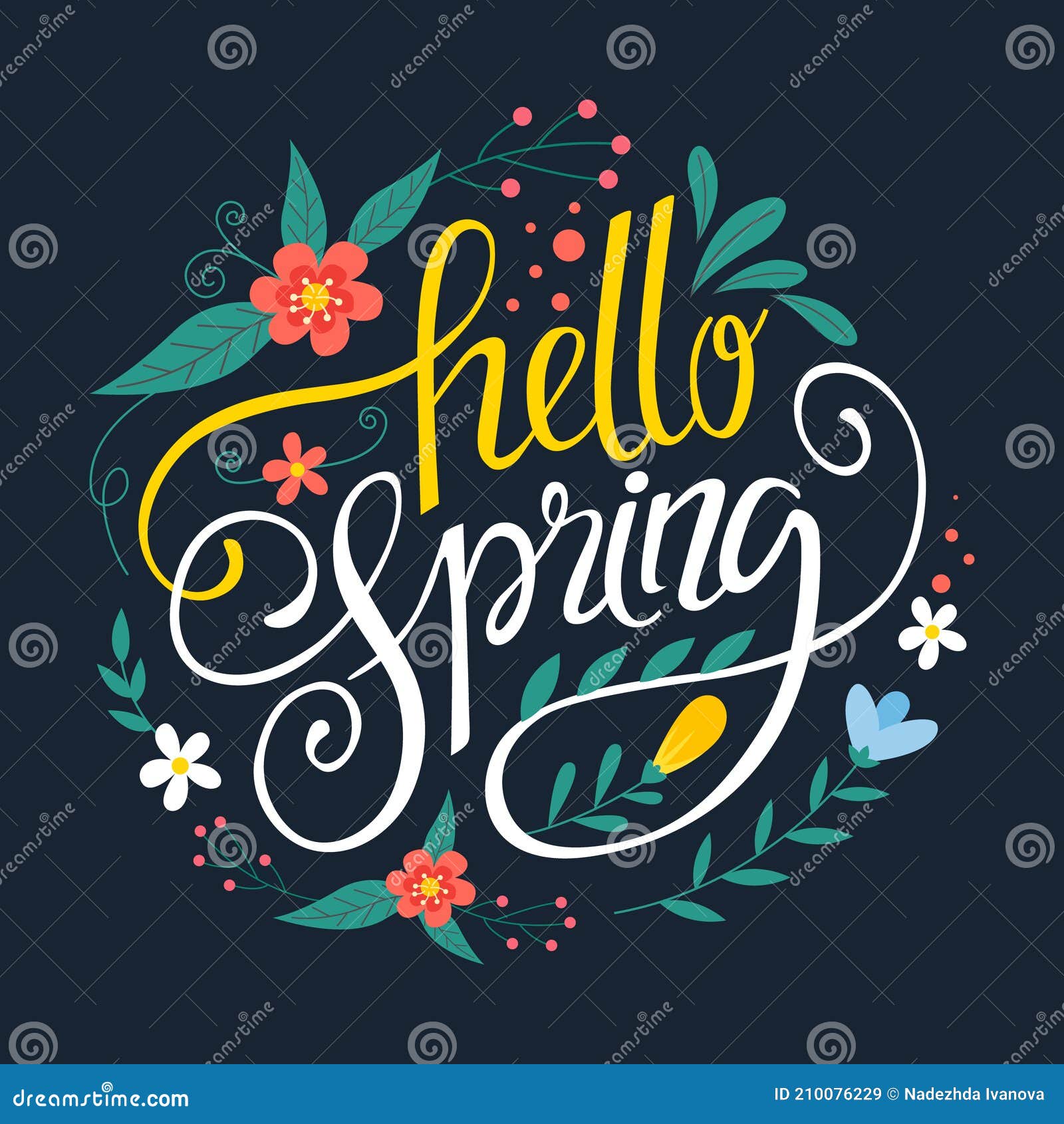 Illustration Vectorielle De Lettrage Hello Spring. Illustration de ...