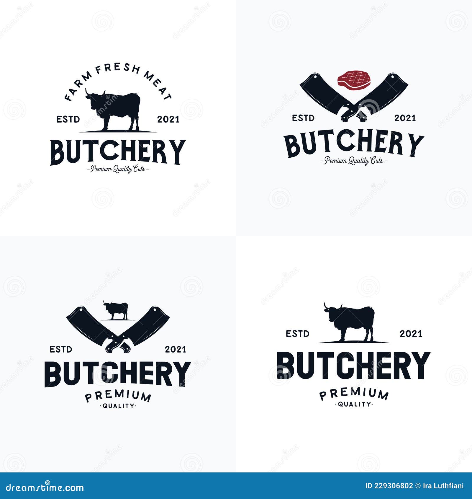 Illustration Vectorielle Du Logo Du Boucher Avec Fond Blanc ...