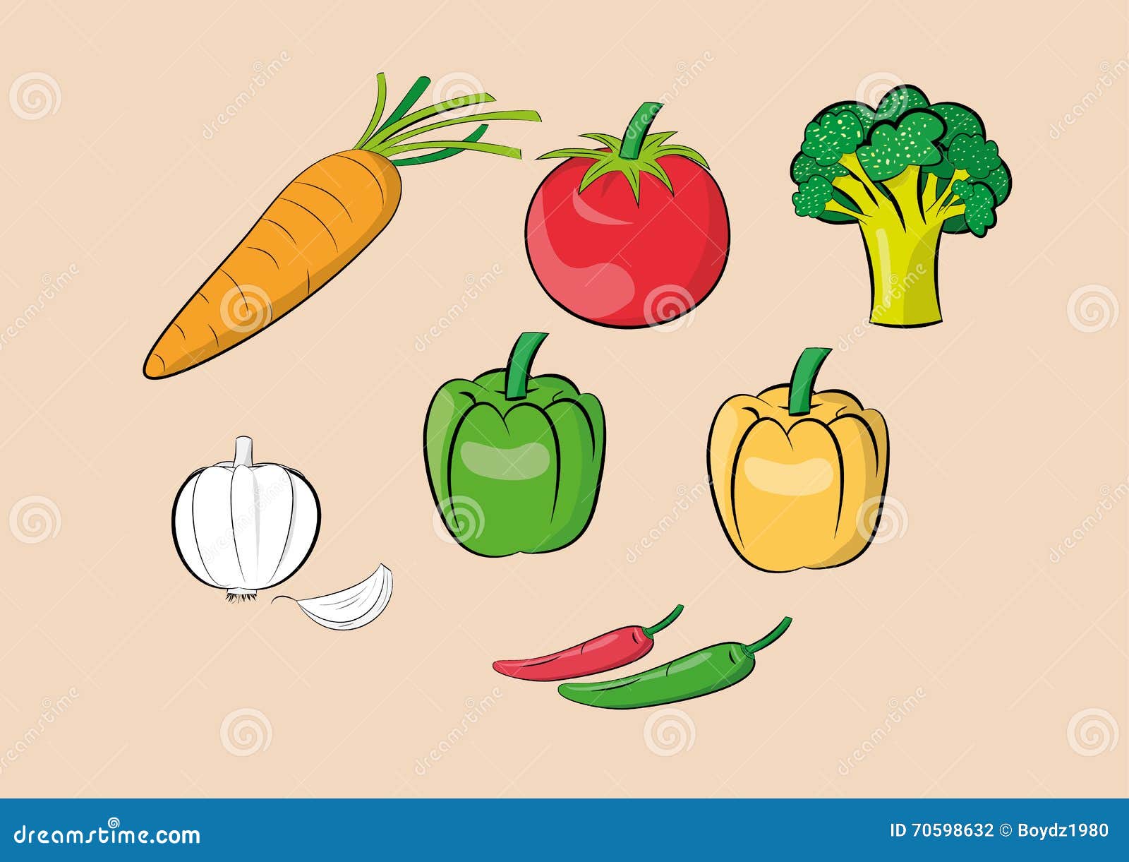 Illustration of Vegetable Ingredients Set Stock Vector - Illustration ...