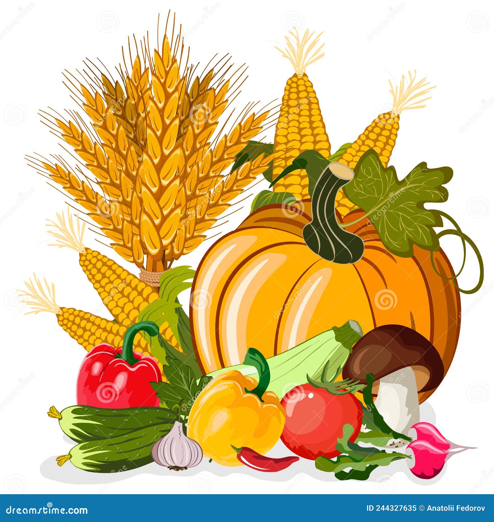 Illustration with Vegetables and Ears. Stock Vector - Illustration of ...