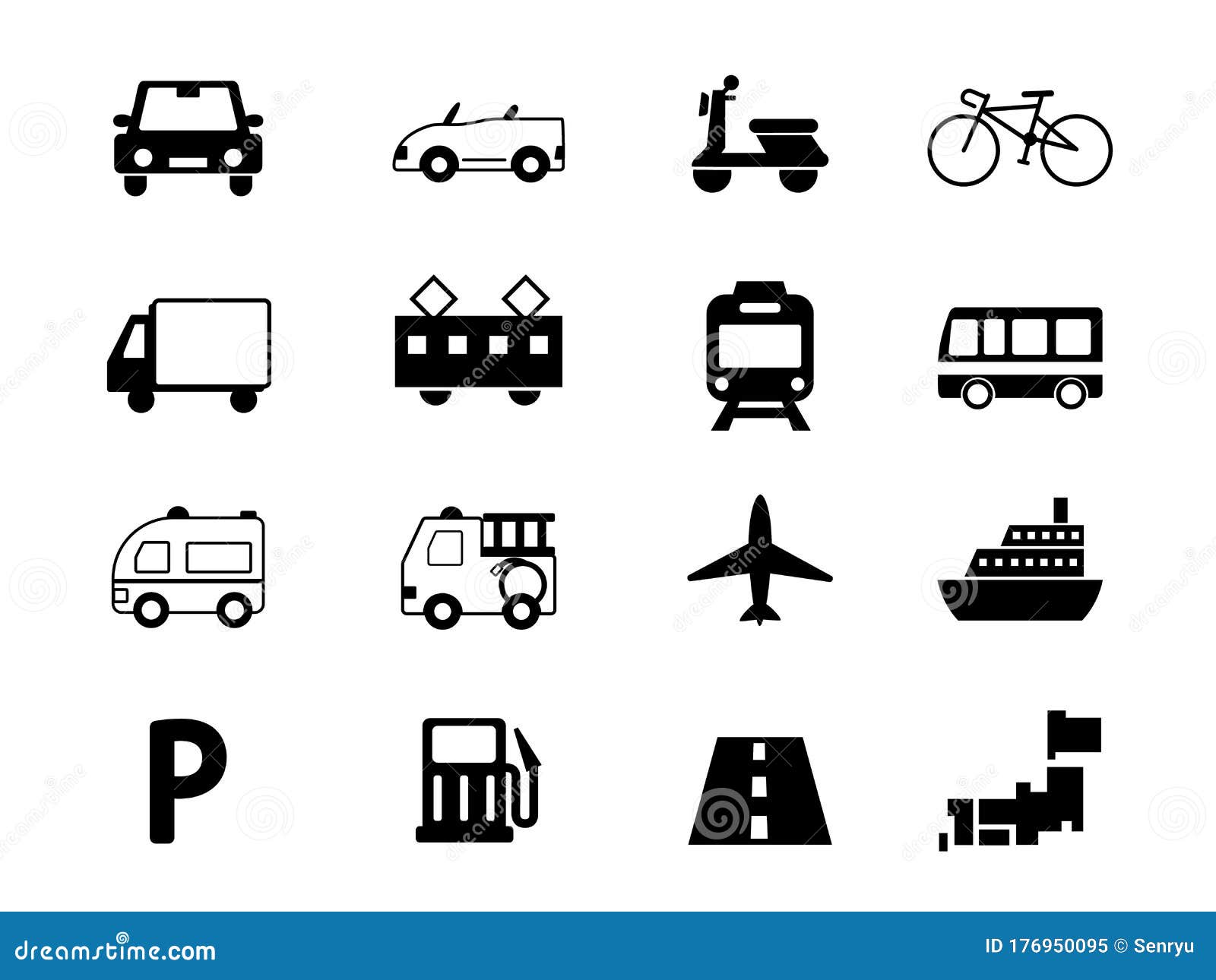Vehicle icon set stock vector. Illustration of travel - 176950095