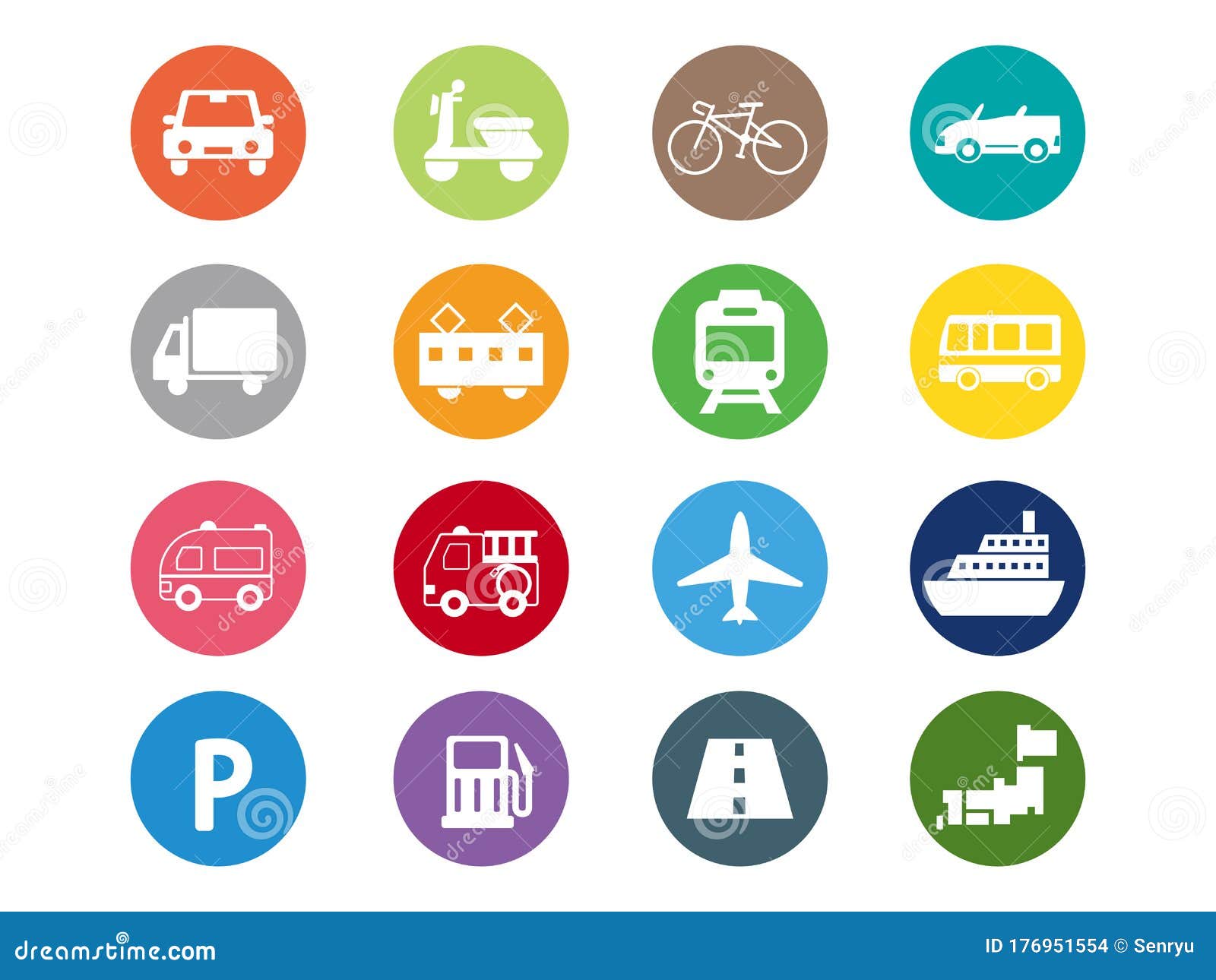 Vehicle icon set stock vector. Illustration of road - 176951554
