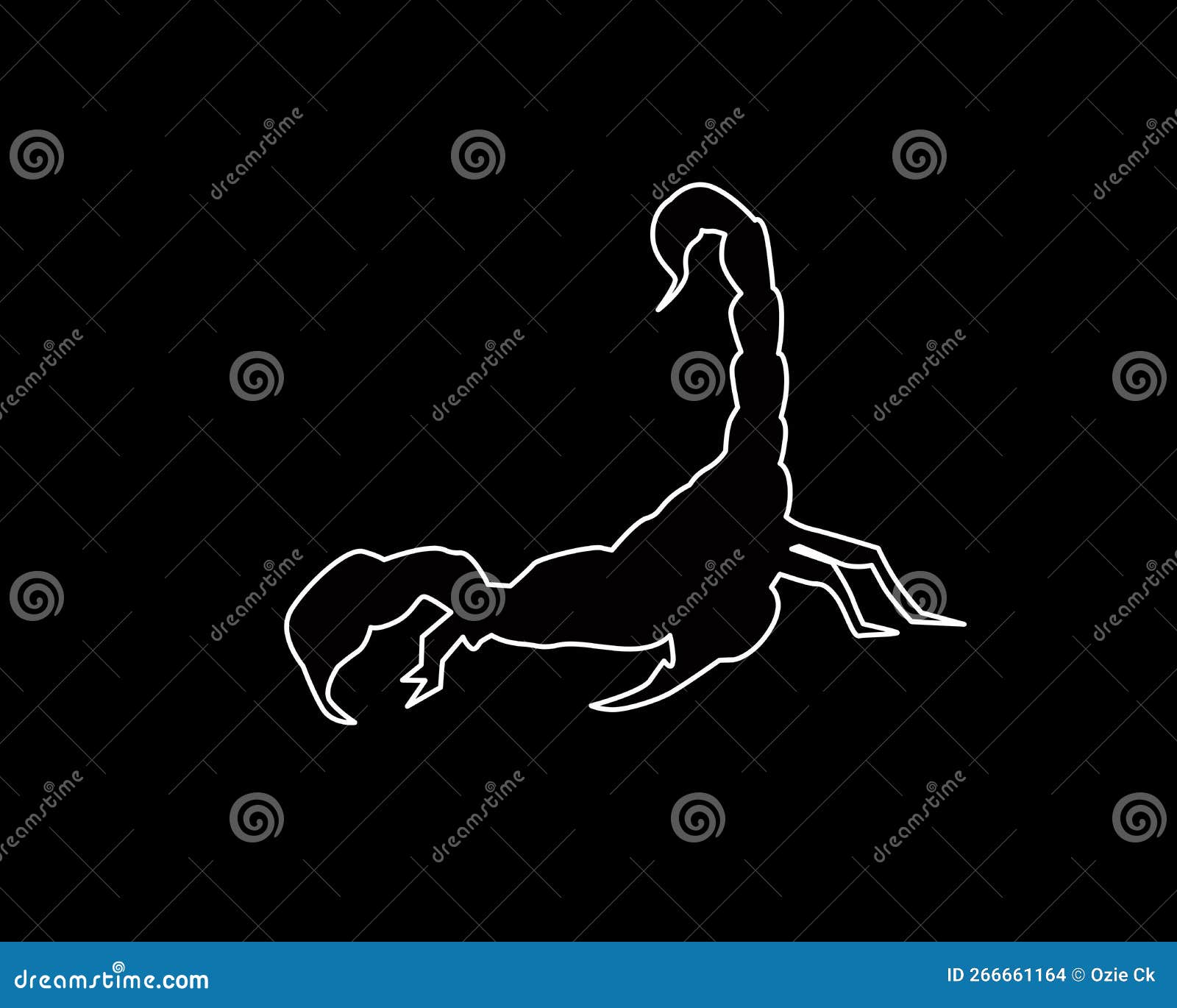 Illustration of a Venomous Black Scorpion with Poison in Its Tail Stock ...