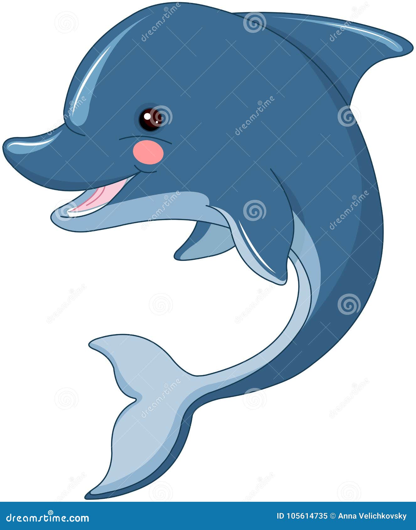 Cute Dolphin stock vector. Illustration of vector, happiness - 105614735
