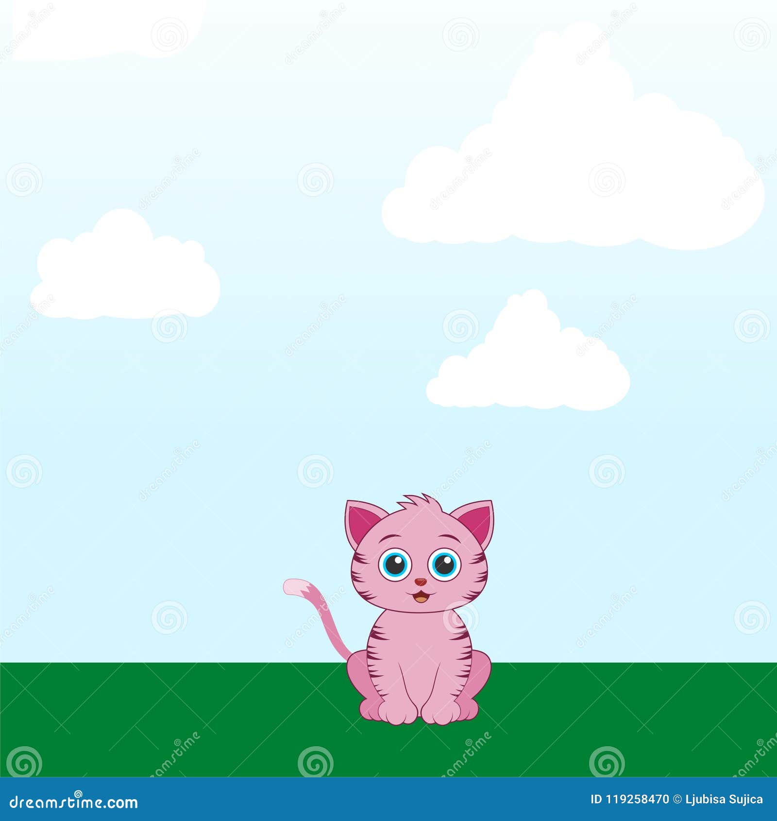 Illustration of Very Cute Pink Cat Stock Vector - Illustration of ...
