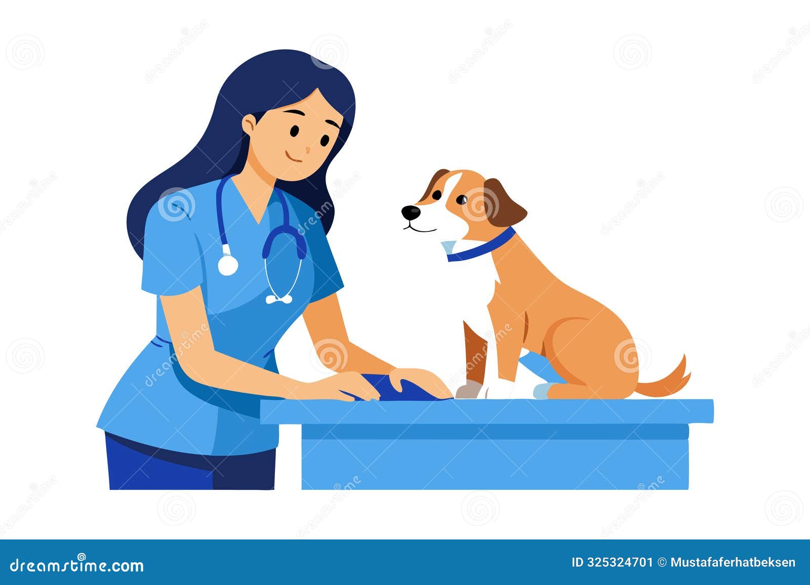 Illustration of a Veterinarian Examining a Dog Stock Illustration ...