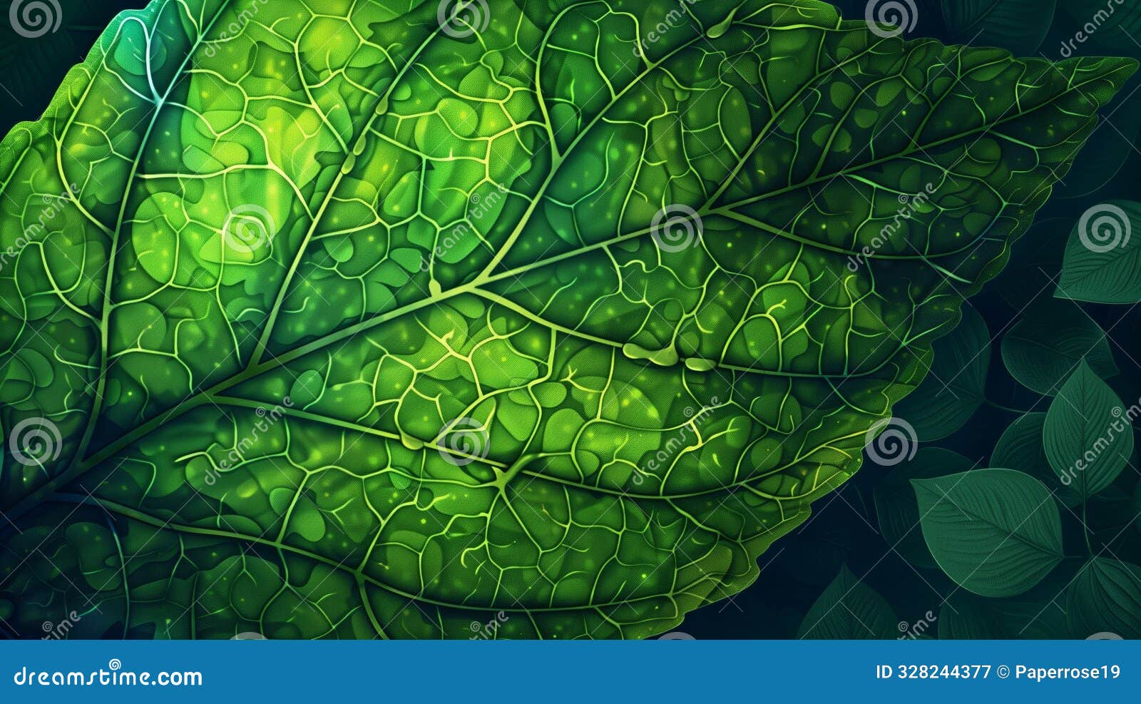 Illustration of a Vibrant Green Leaf with Intricate Details and ...