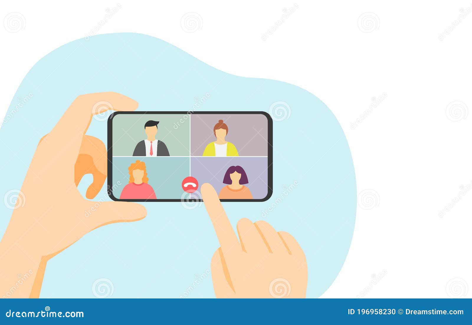 Illustration of Video Call. Phone in Hand. Stock Vector - Illustration ...