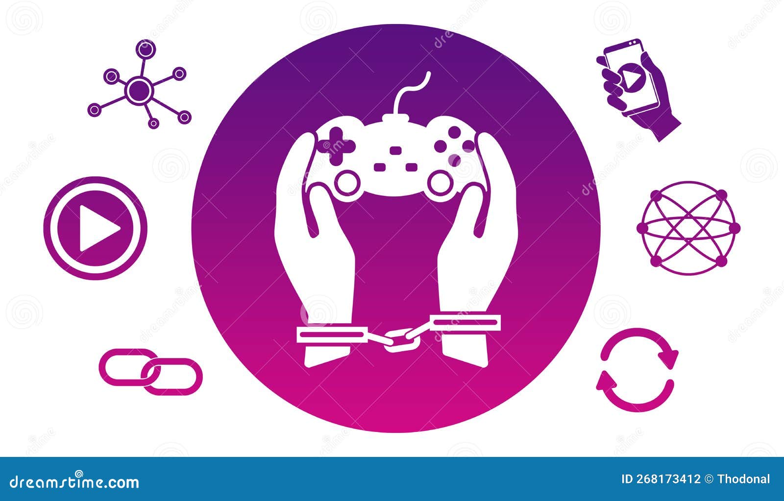 Concept of Video Game Addiction Stock Illustration - Illustration of ...