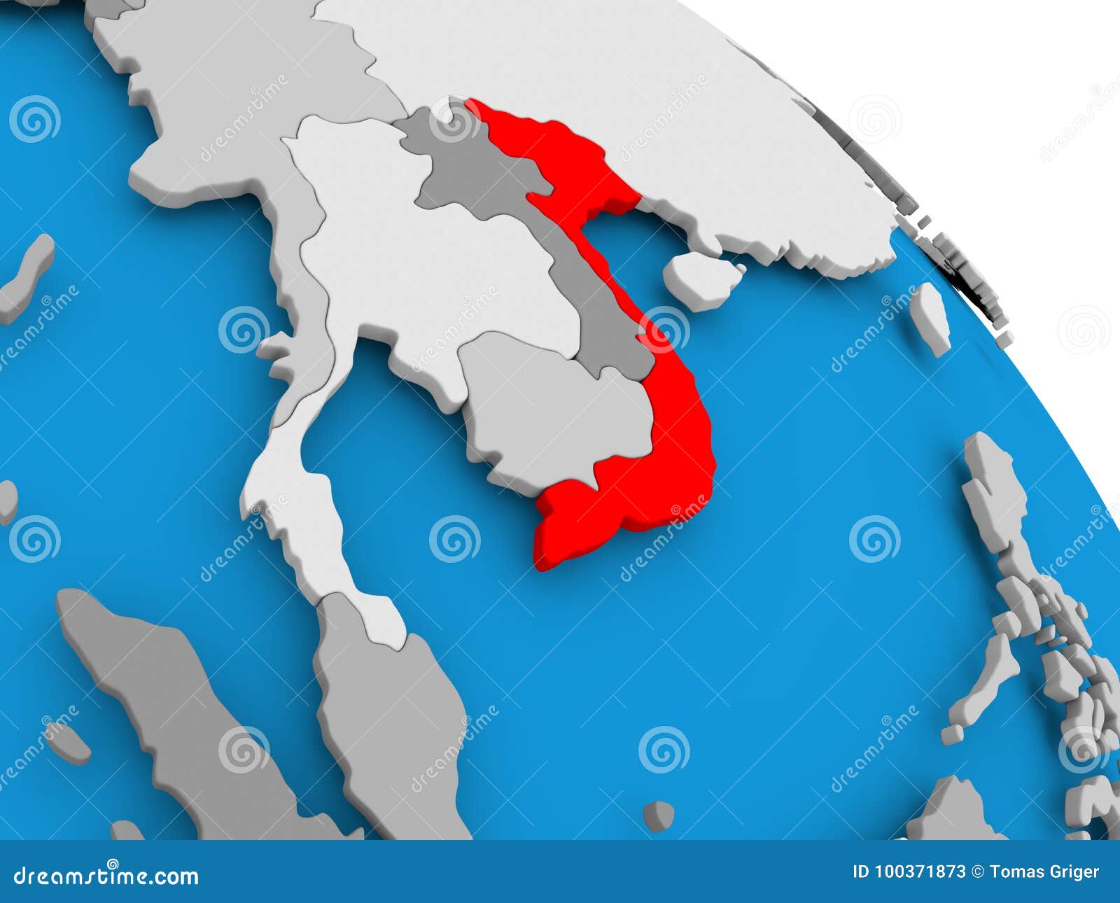 Vietnam in red on map stock illustration. Illustration of international ...