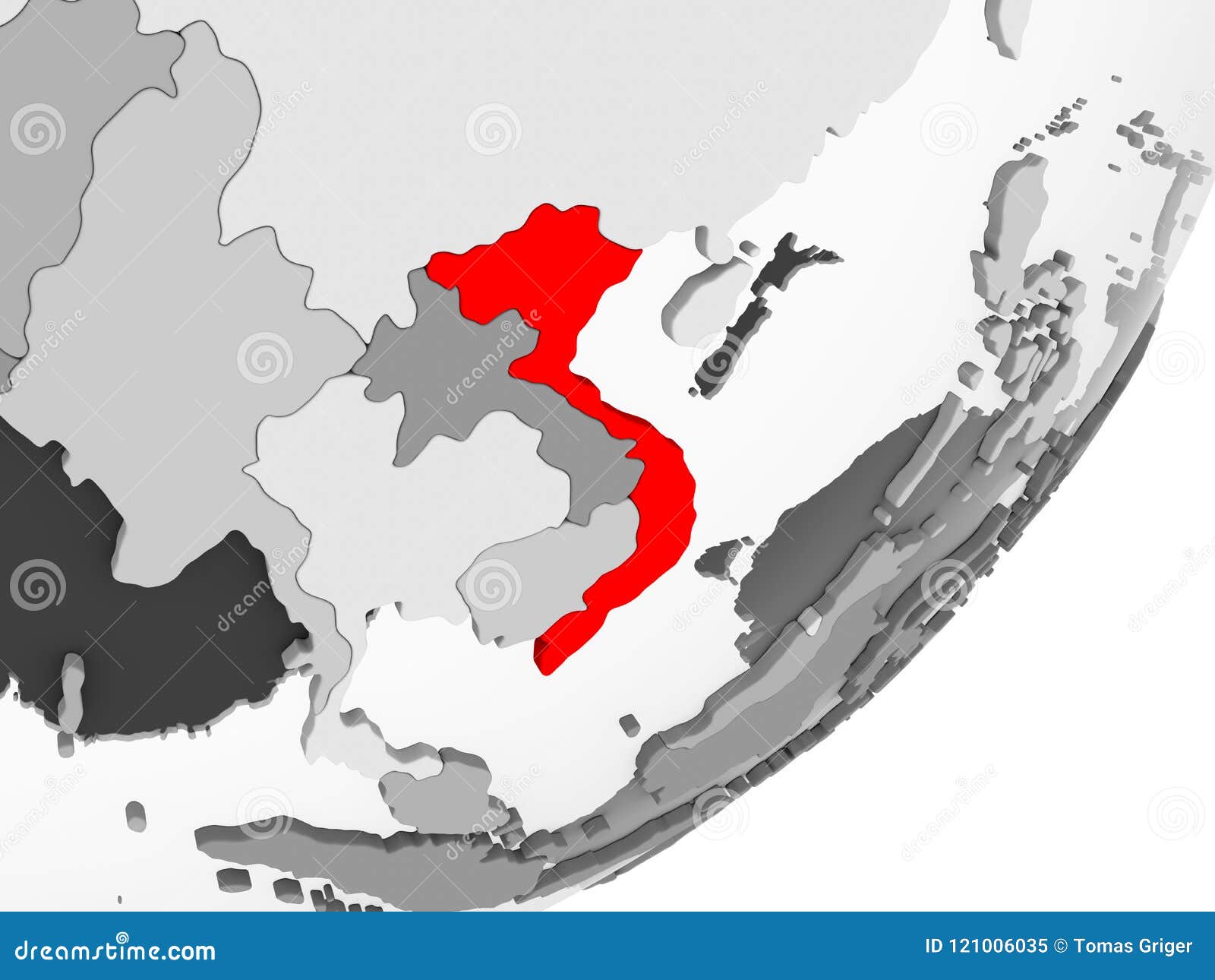 Vietnam in red on grey map stock illustration. Illustration of ...