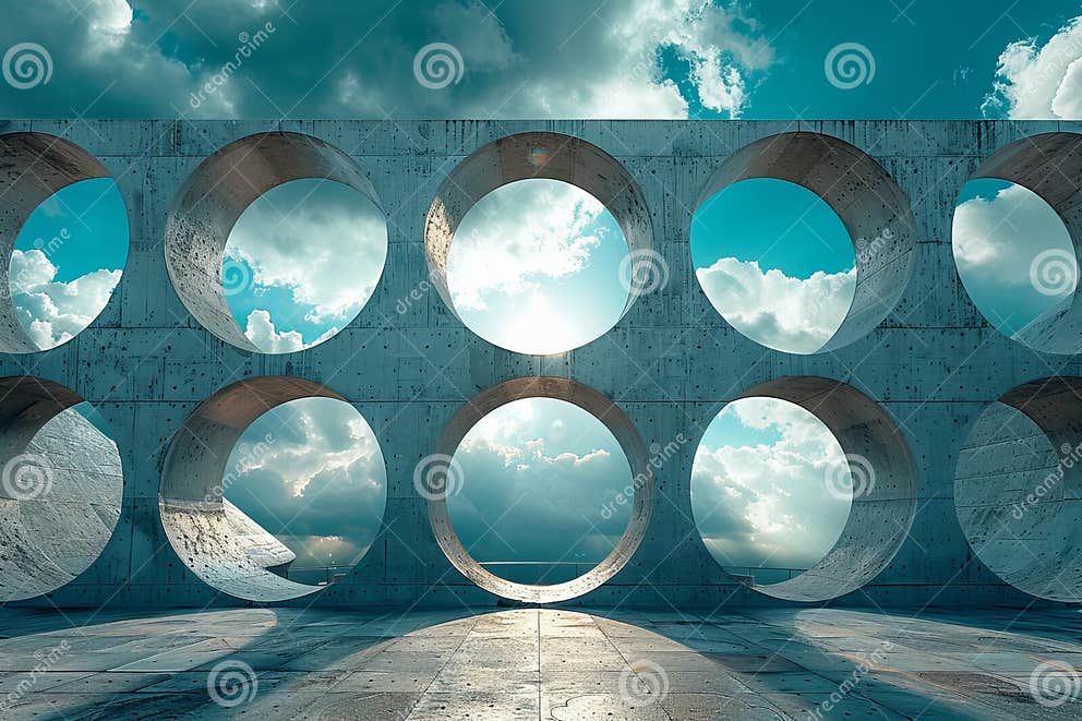 Illustration of View through Circular Holes in Structure, High Quality ...