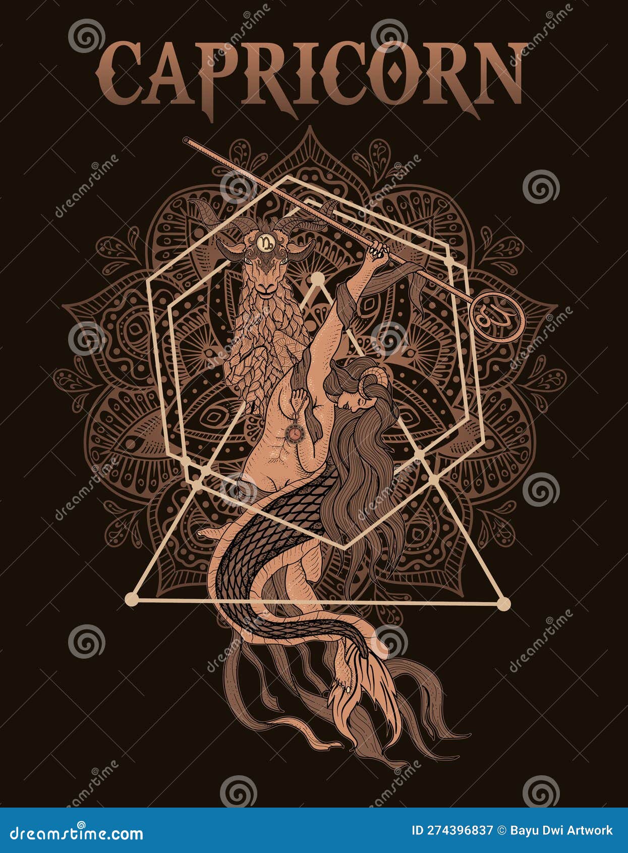 Illustration Vintage Capricorn Zodiac Symbol Stock Vector