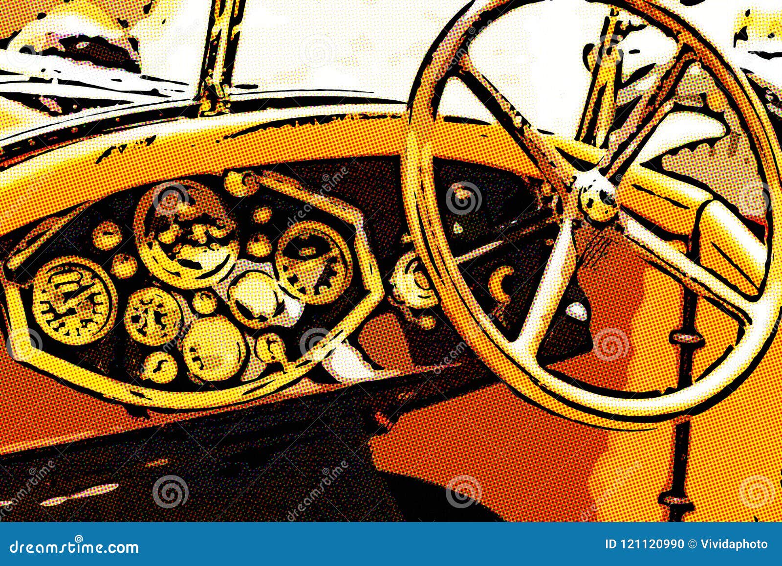 ILLUSTRATION, Vintage Car Dashboard Stock Illustration - Illustration ...