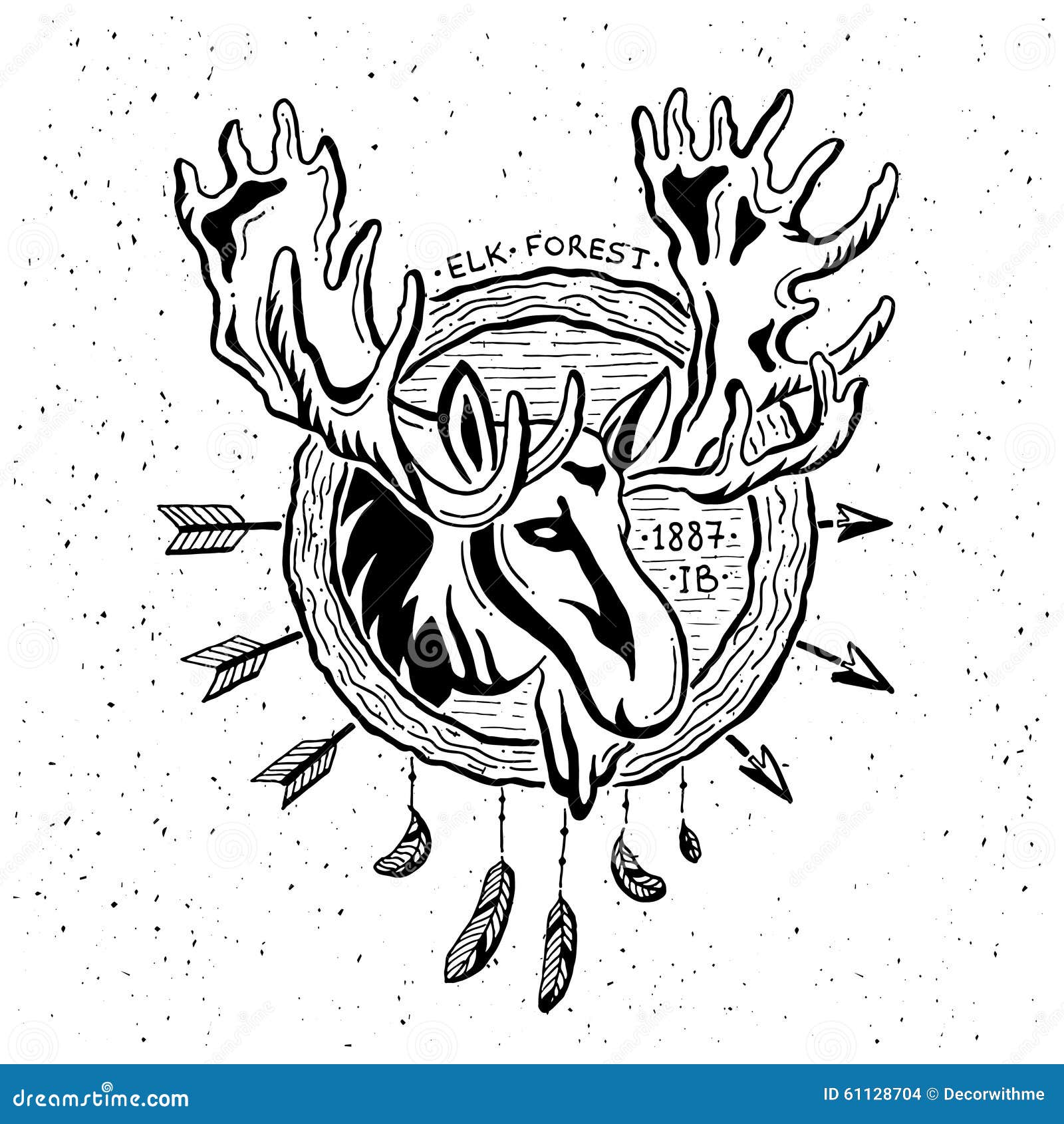 Vintage Moose Cervus Alces Wild Animal. European. Hand Drawn ...