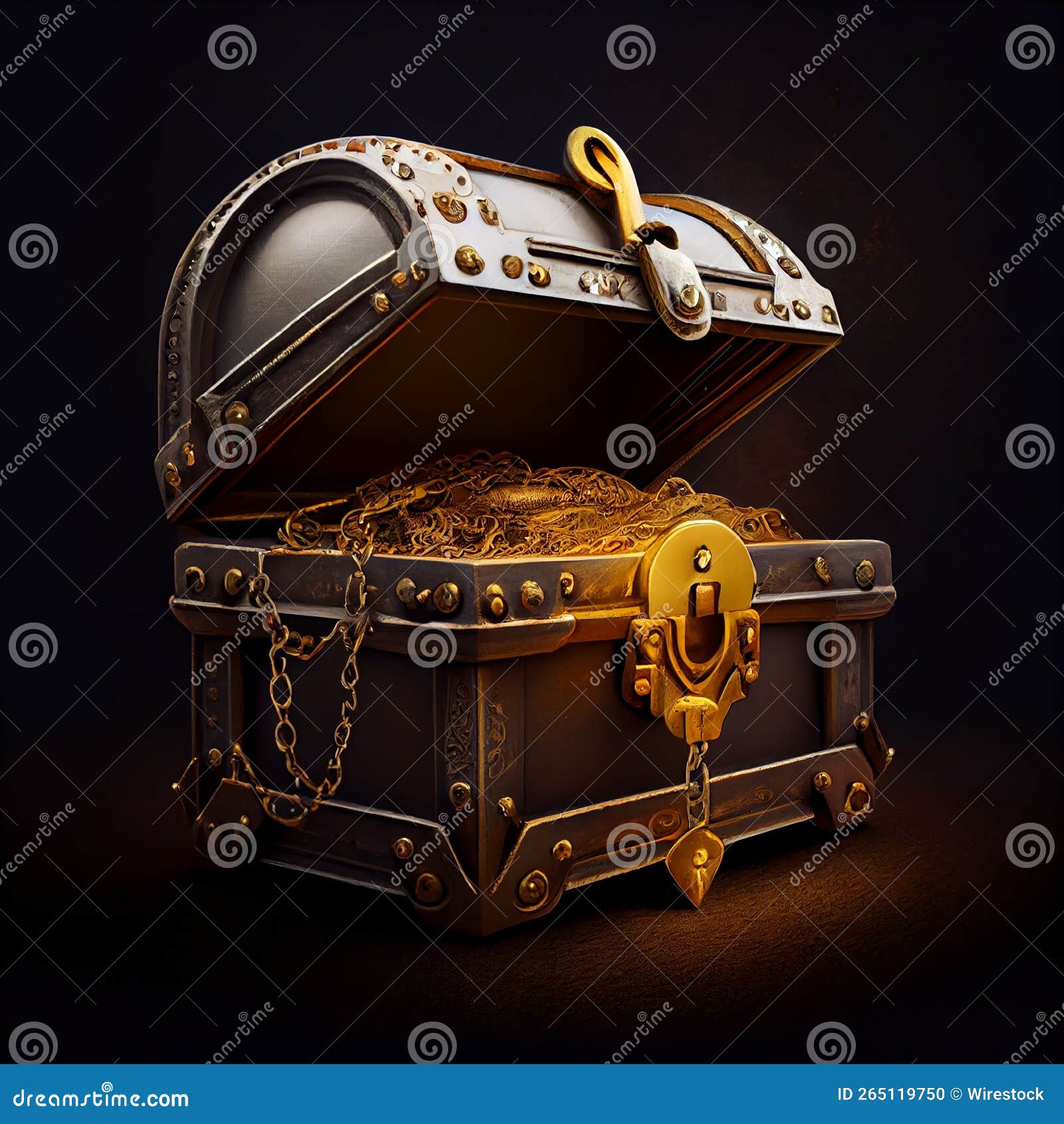 Illustration of a Vintage Treasure Box with Gold in it Stock ...