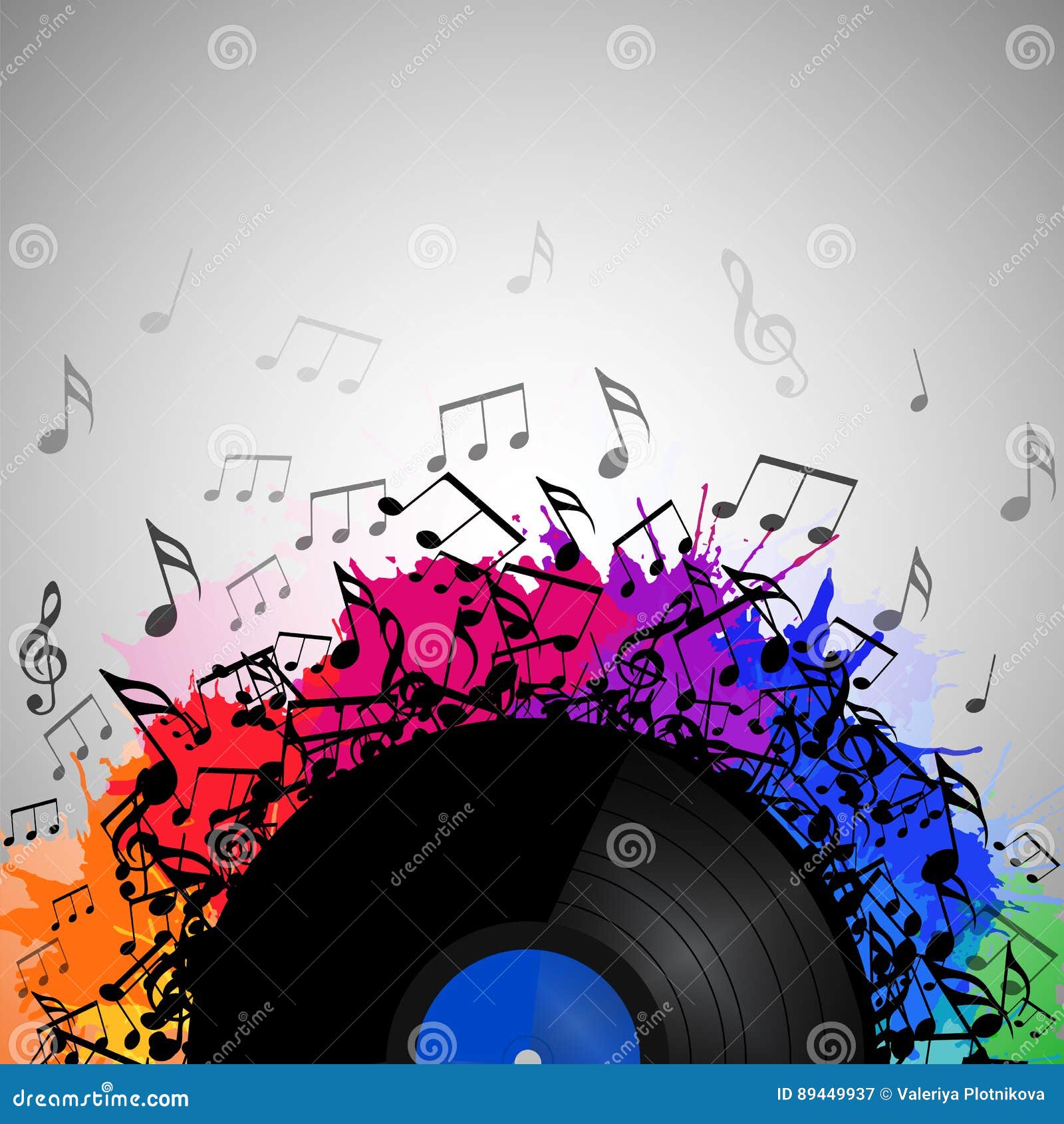 Illustration of Vinyl Record with Music Notes Stock Vector ...