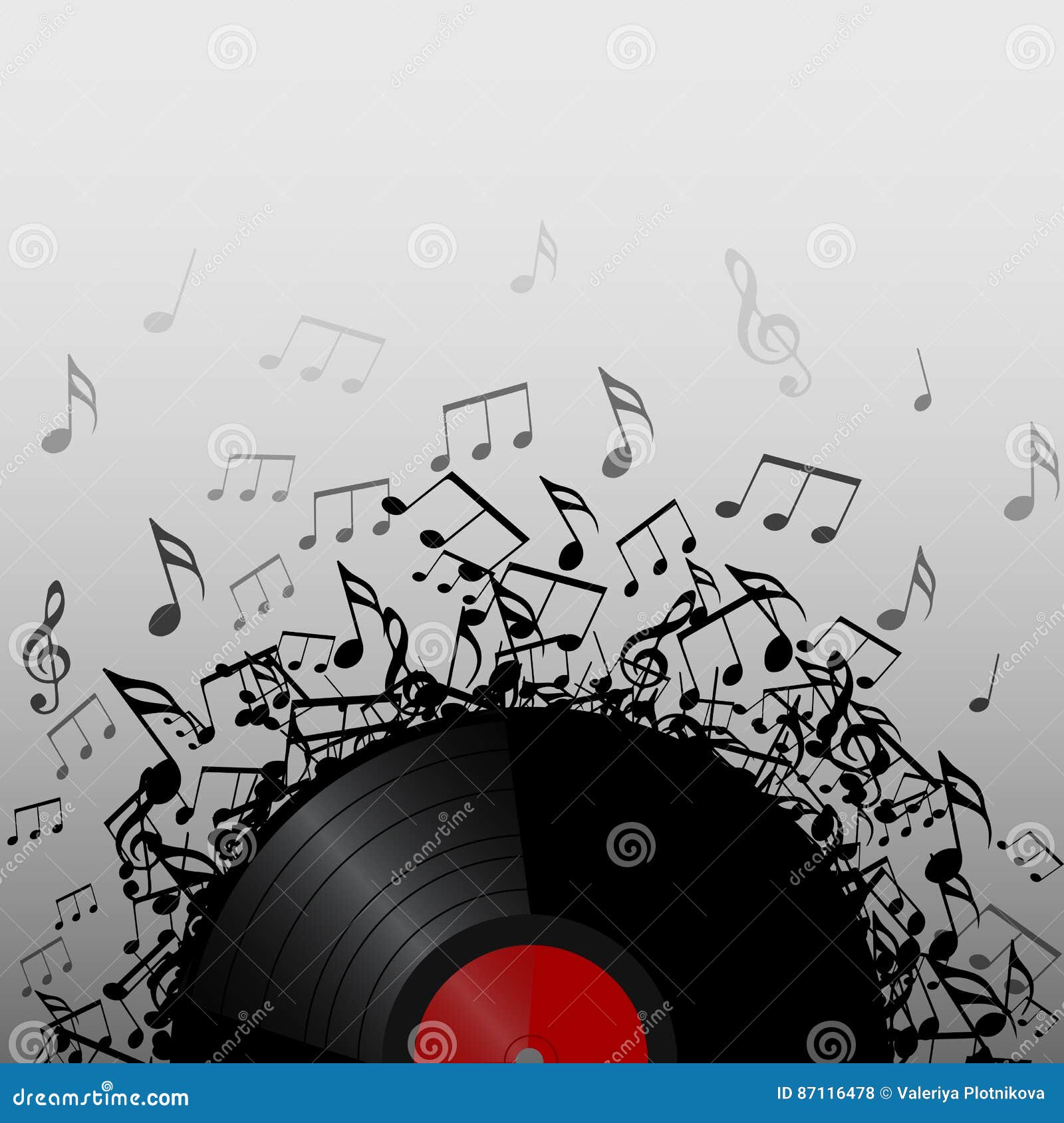 Illustration of Vinyl Record with Music Notes Stock Vector ...
