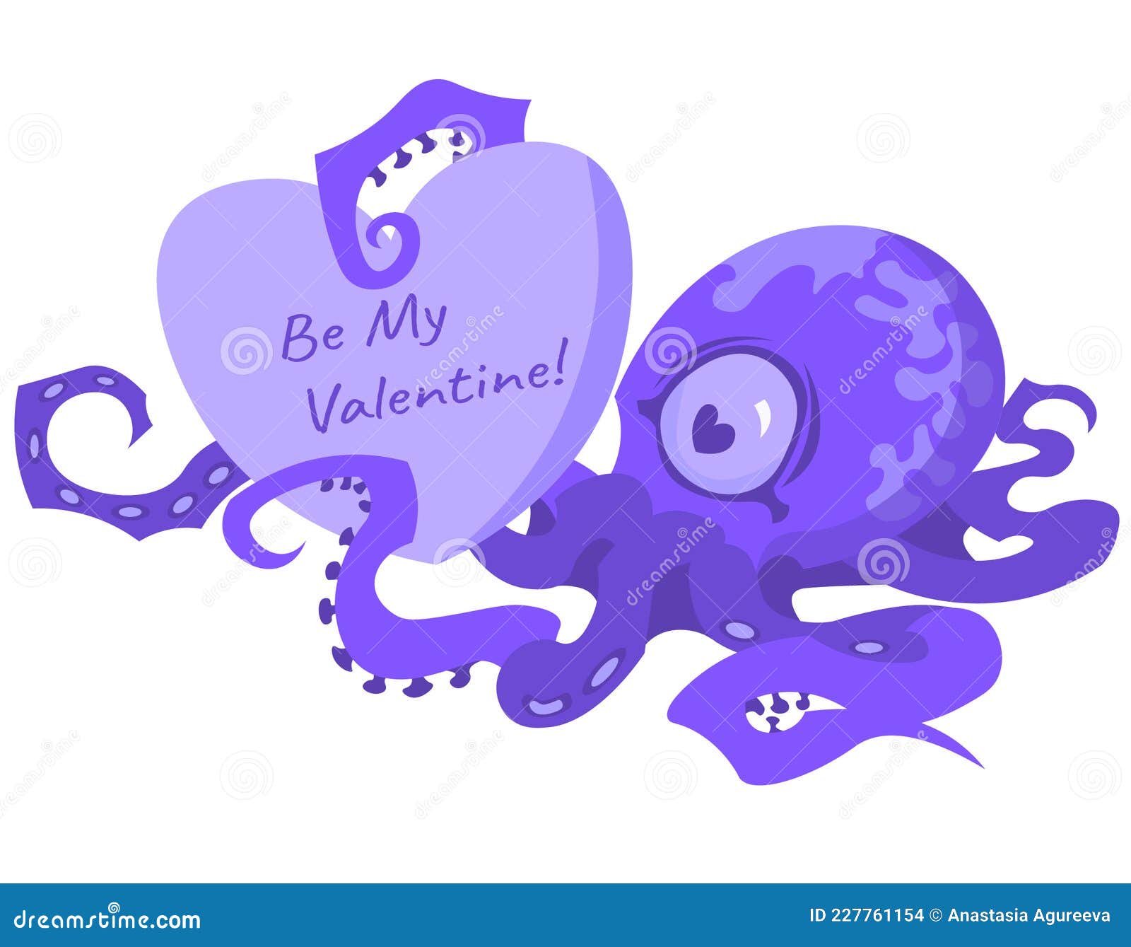 Illustration of Violet Octopus with Valentine Card Stock Vector ...