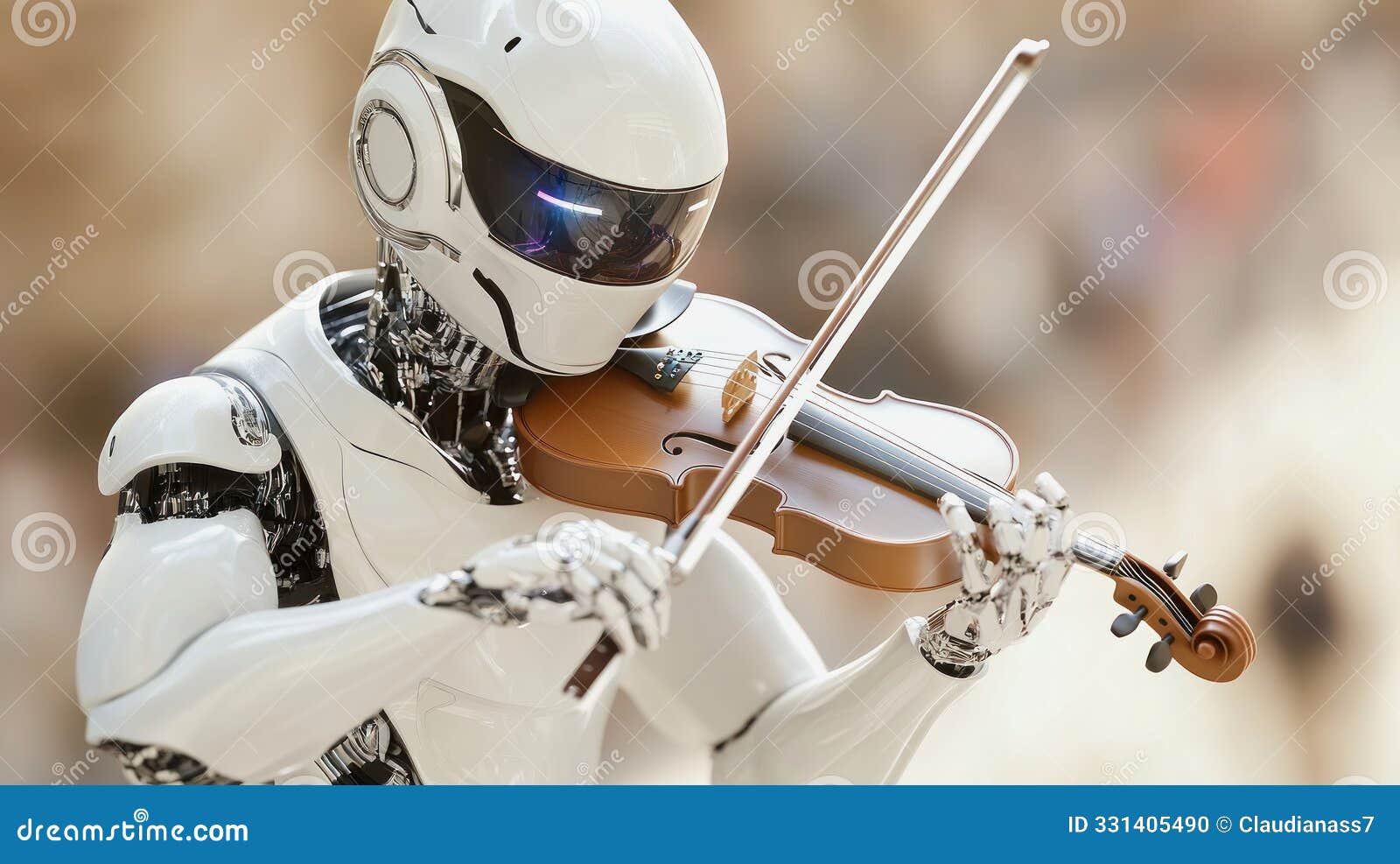 Illustration of a Violin Playing White Robot Stock Photo - Image of ...