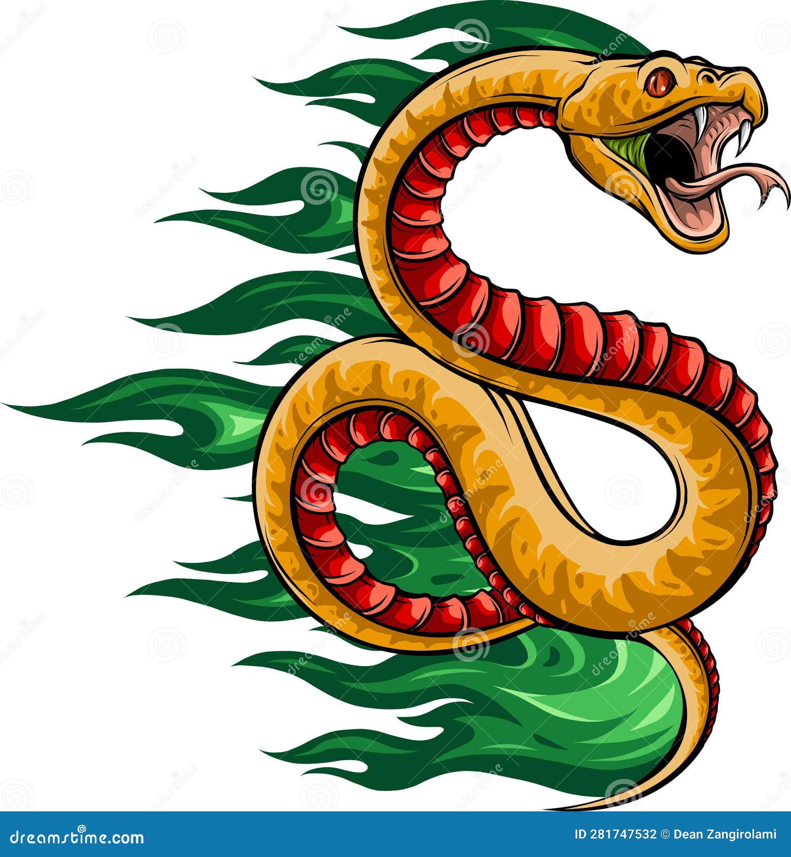 Vector Illustration of Viper Snake with Flame Stock Vector ...