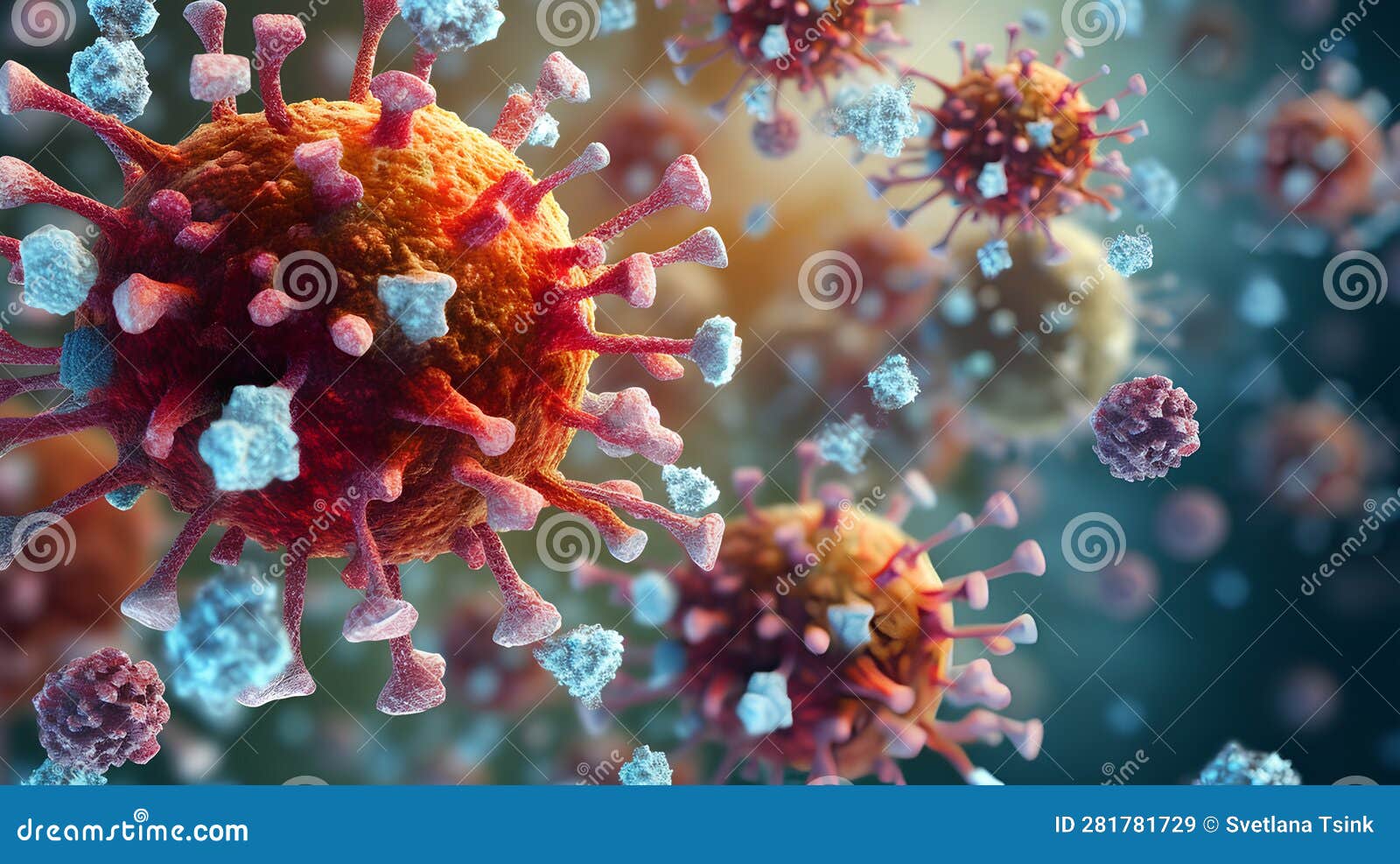 Illustration of Viral Cells or Bacterial Molecules Under a Microscope ...
