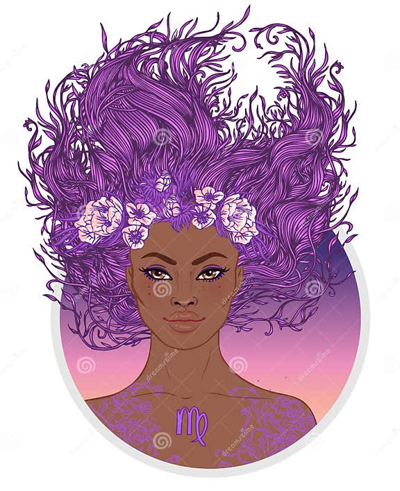 Illustration Of Virgo Astrological Sign As A Beautiful African American