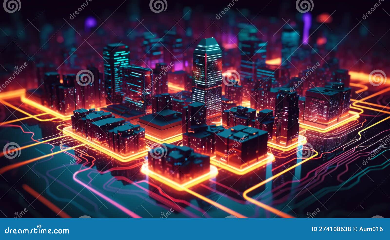 A Virtual City of the Future. a Symbol of Technology Development Stock ...