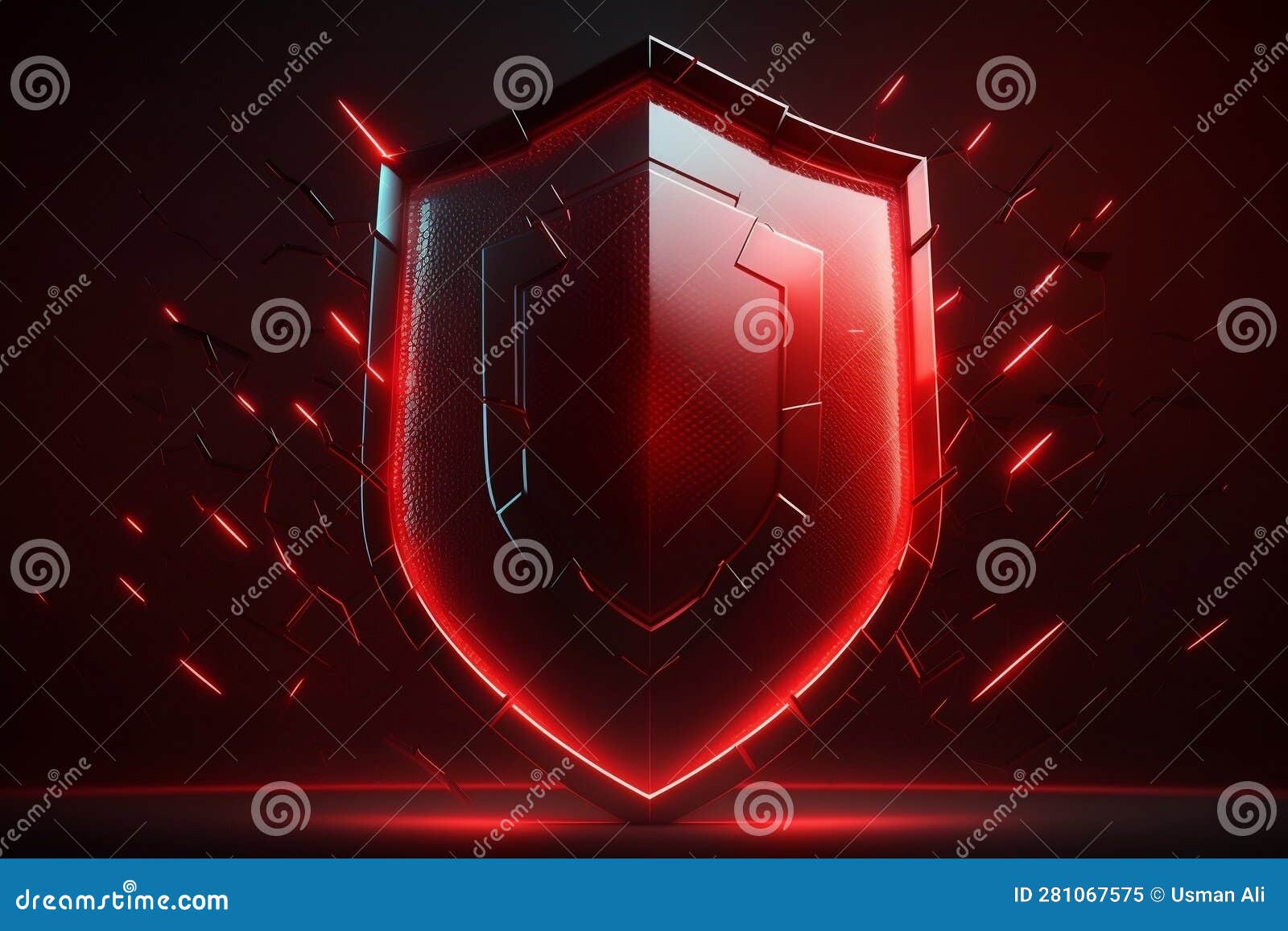 Illustration of Virtual Shield for Cyber Security Protection. AI Stock ...