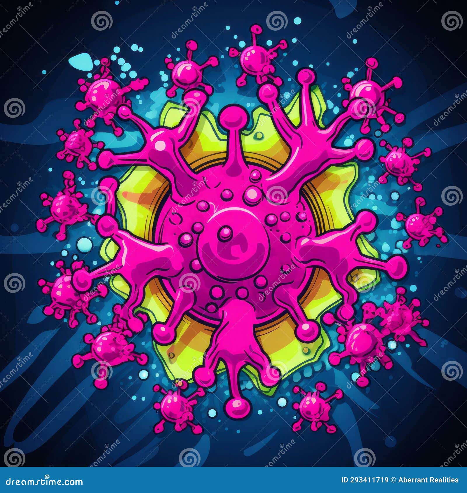 An Illustration of a Virus on a Black Background Stock Illustration ...