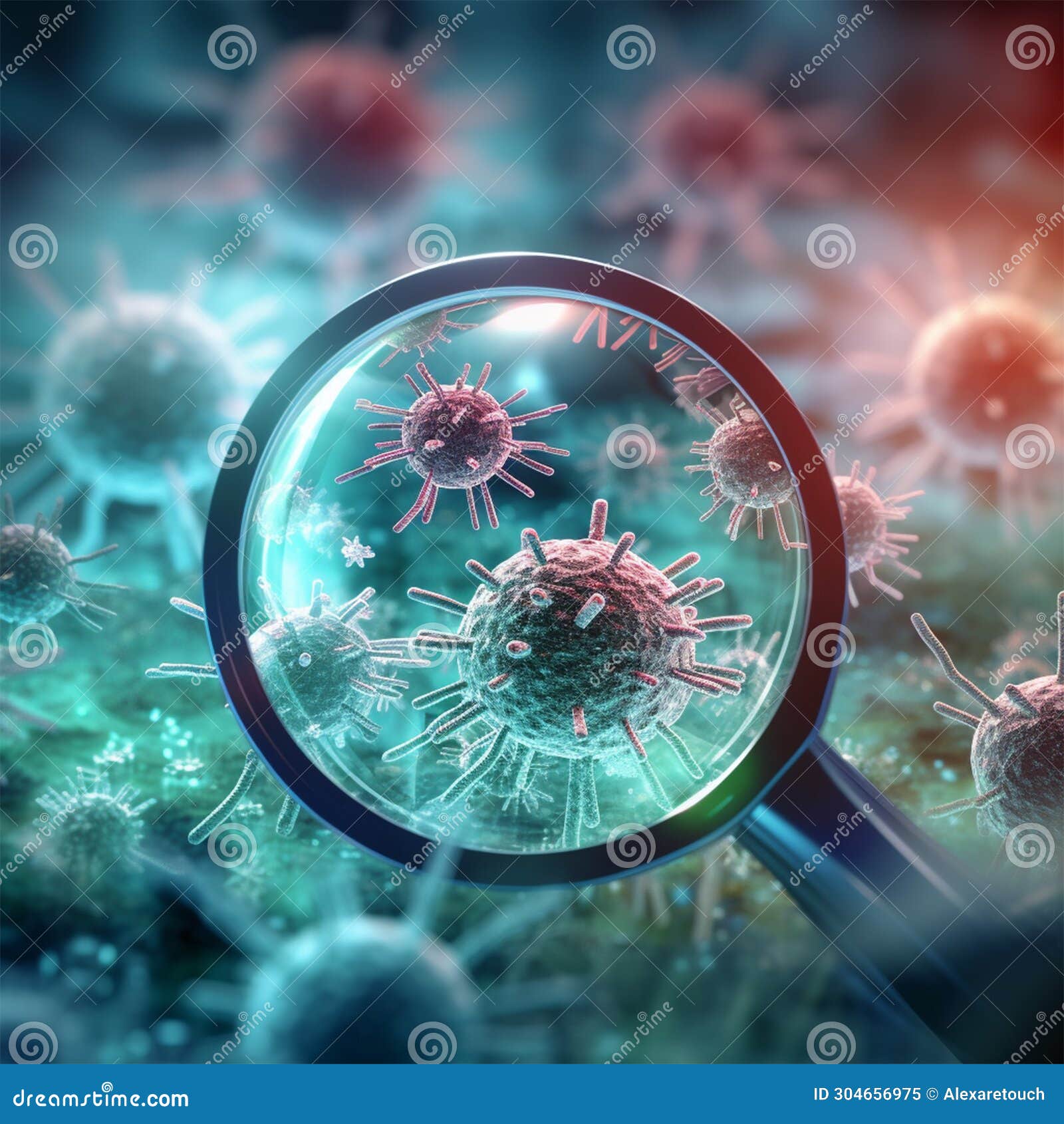 Viruses Under Microscope. Bacteria Molecules. Study Of Virus Pathogens ...