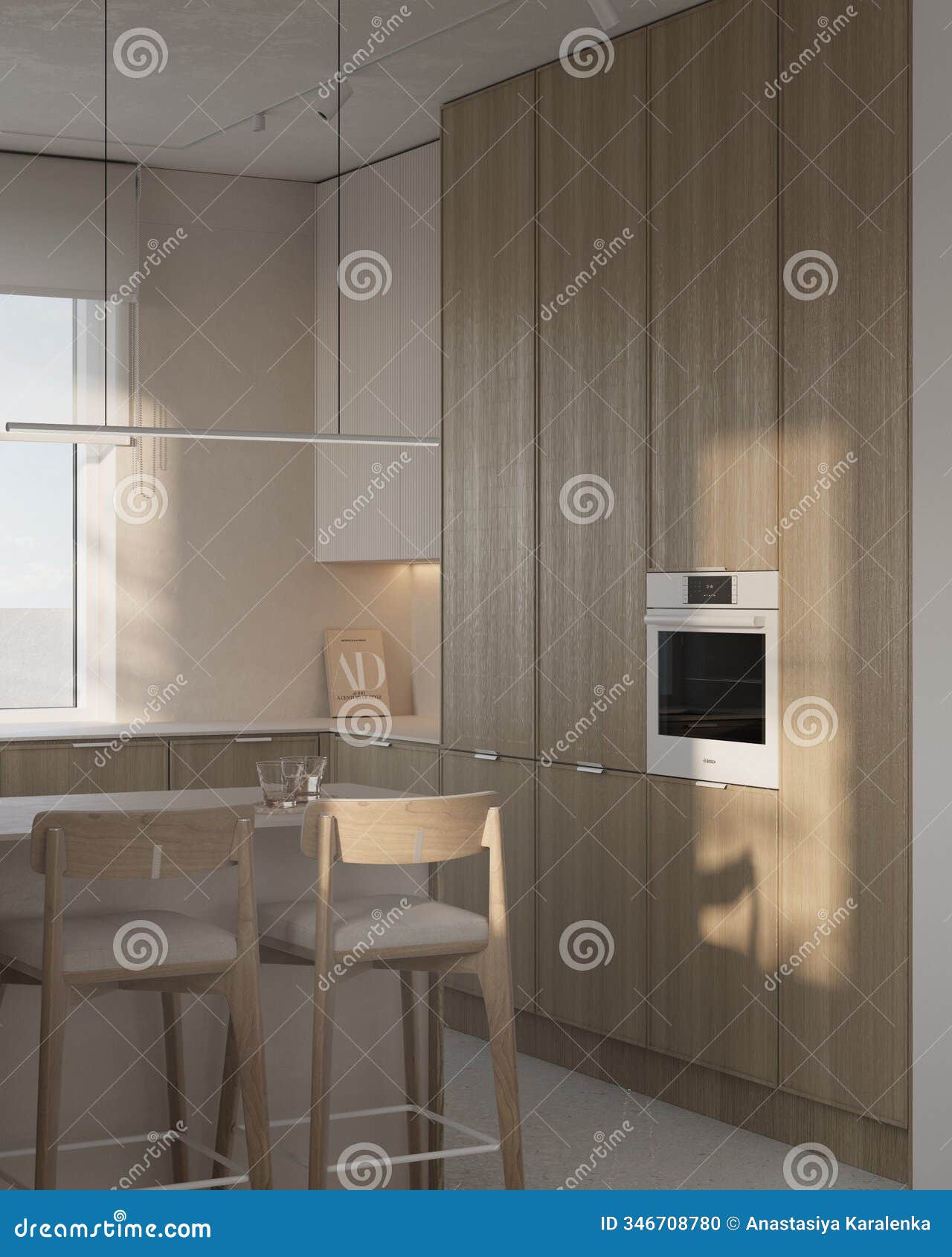 3D Visualization Of The Interior With A Bar Counter And Dim Lighting ...