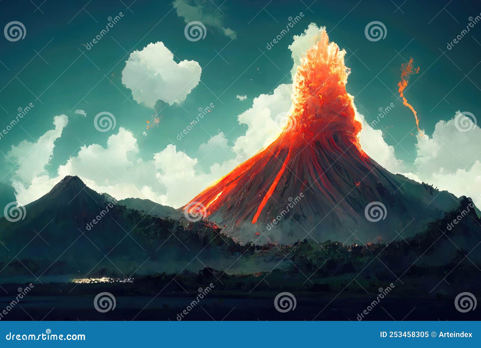 Volcano Eruption, Lava Flow, Explosion Royalty-Free Cartoon ...