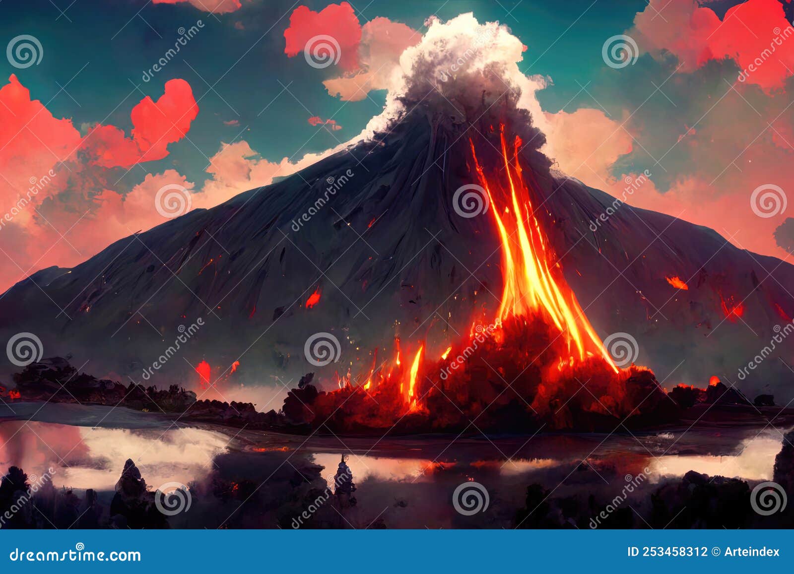 Volcano Eruption, Lava Flow, Explosion Royalty-Free Illustration ...