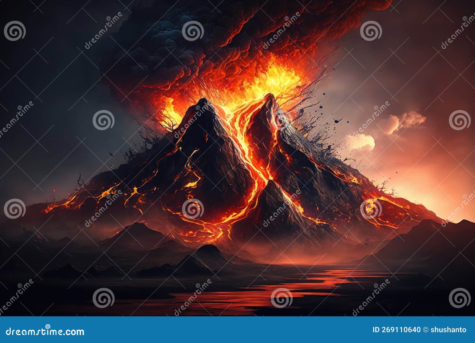 Illustration of Volcano Explosion Stock Illustration - Illustration of ...