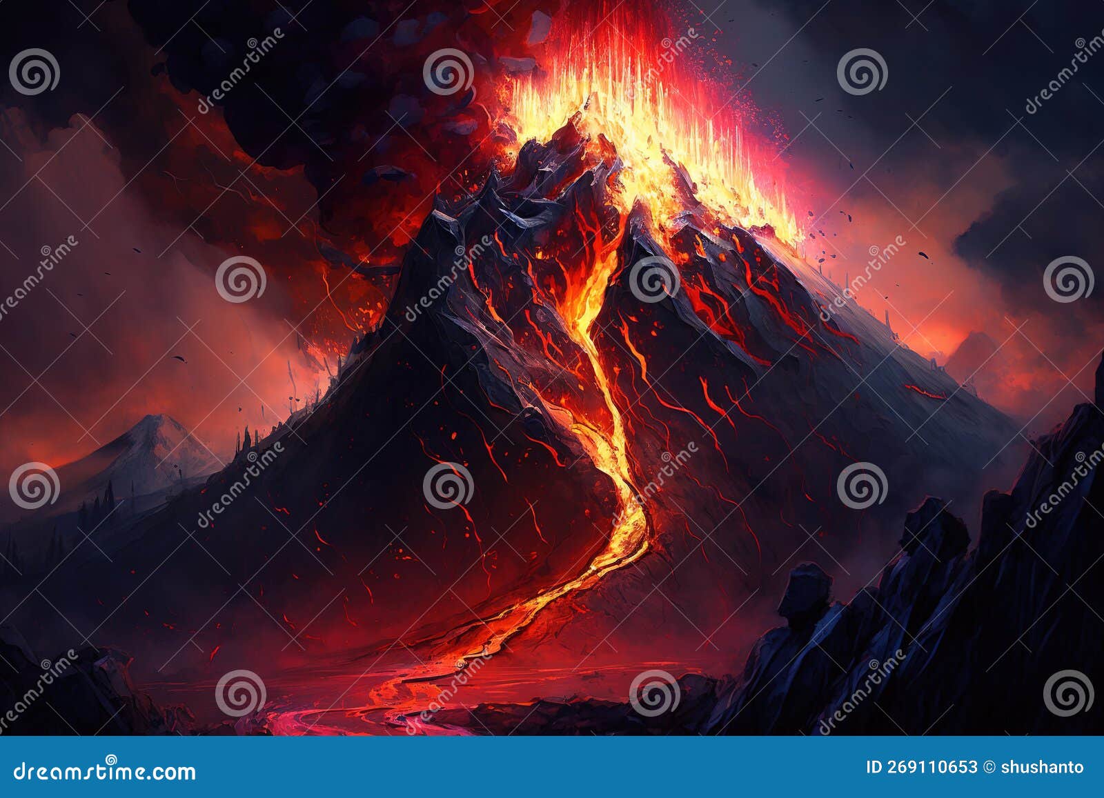 Illustration of Volcano Explosion Stock Illustration - Illustration of ...