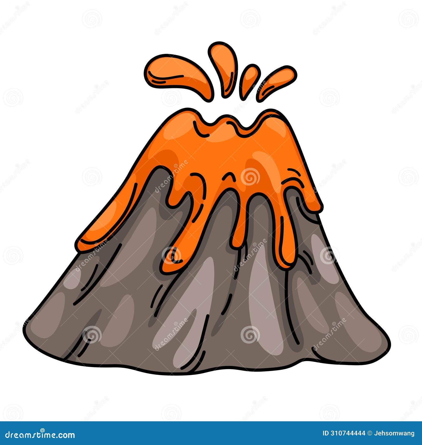 Illustration of Volcano Outline White on Background Stock Illustration ...