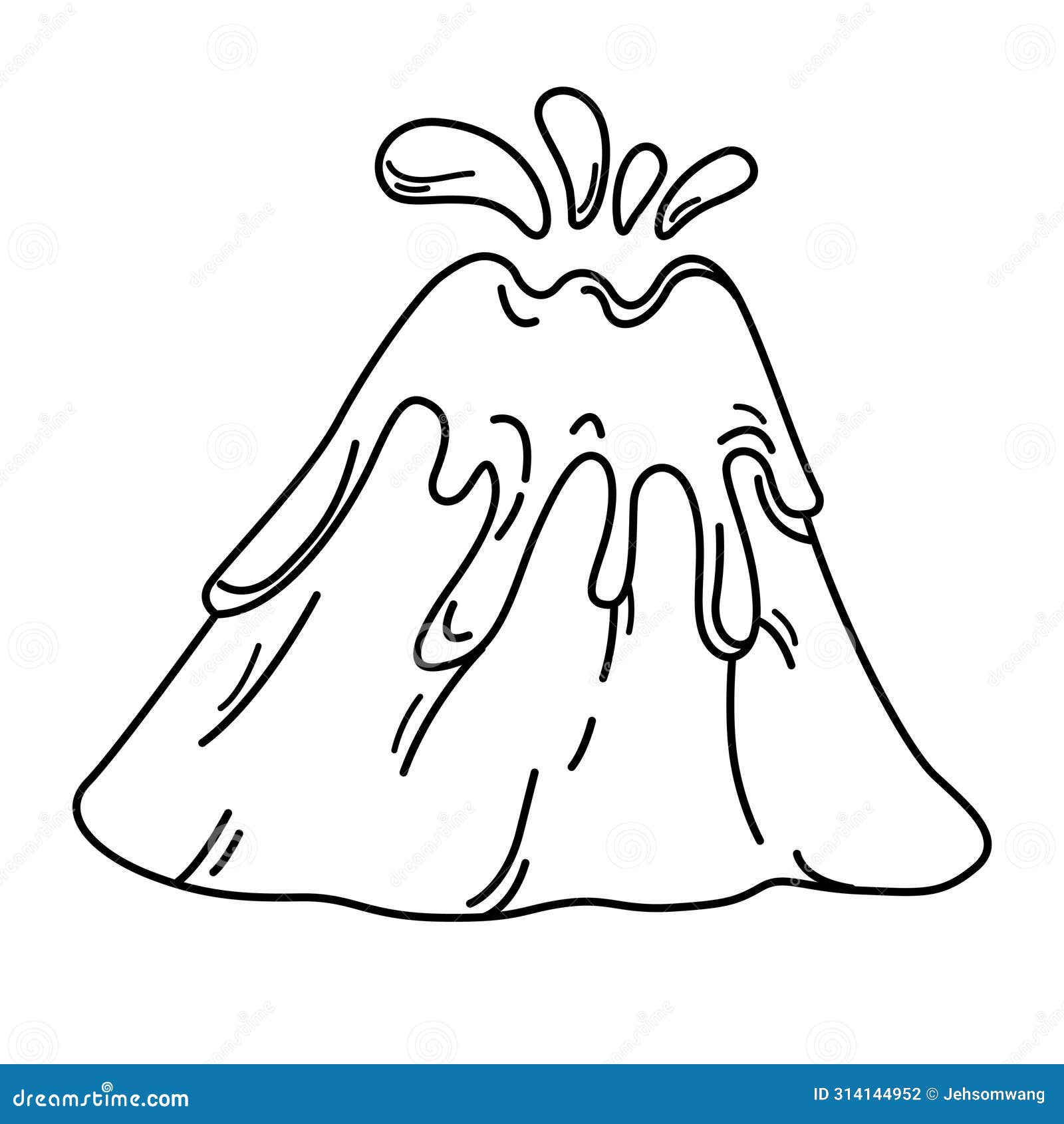 Illustration of Volcano Outline White on Background Stock Vector ...
