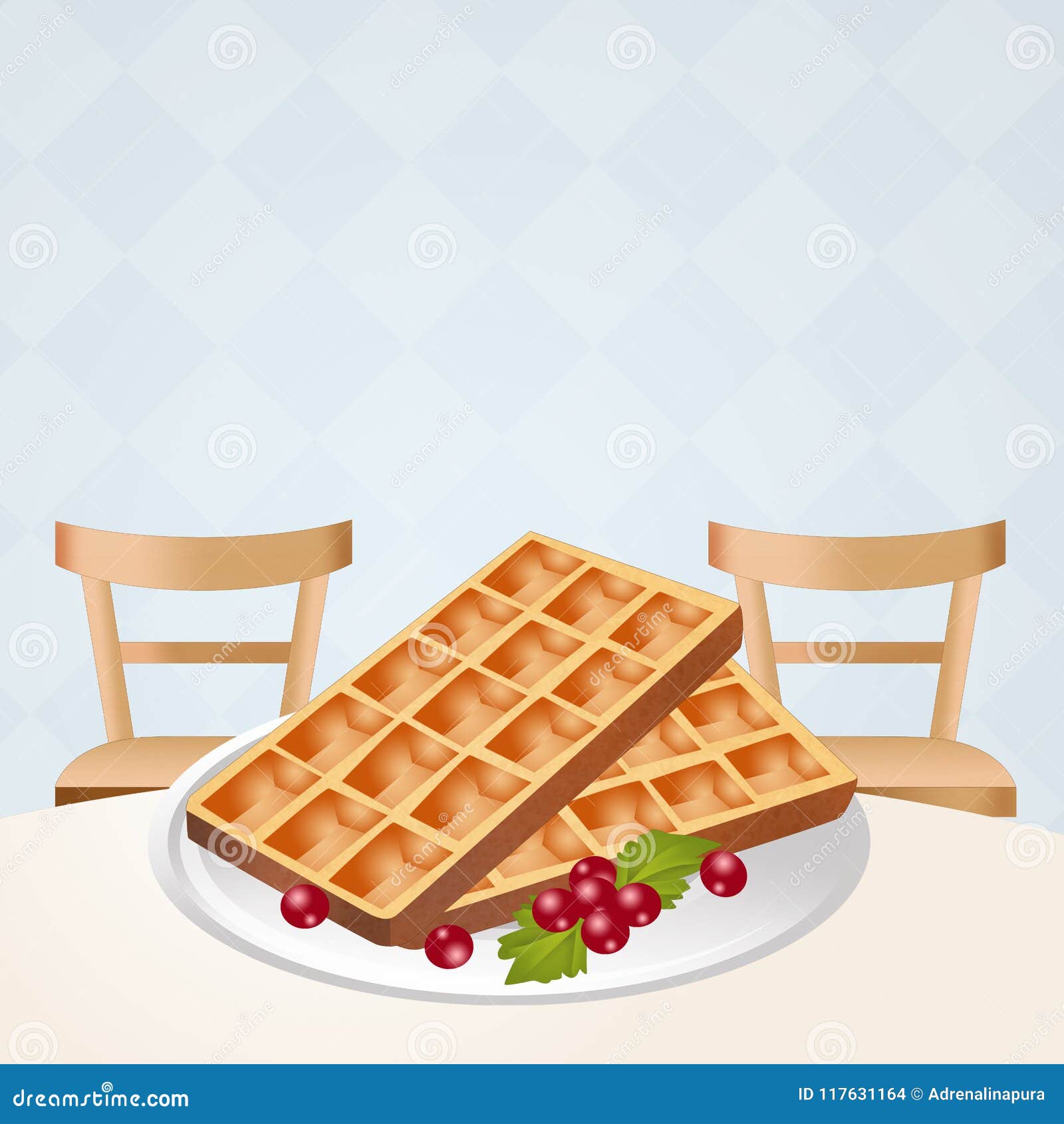 Waffles for breakfast stock illustration. Illustration of pastry ...