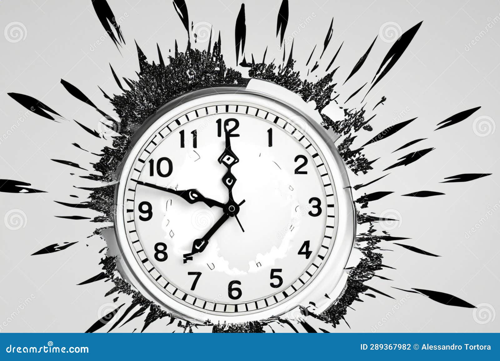 Illustration of Wall Clock Dissolving and Disintegrating on a White ...