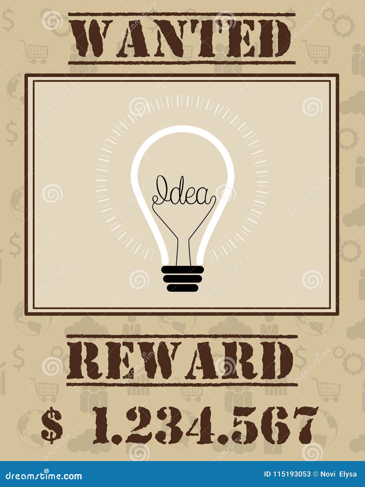 Wanted Poster with Light Bulb Idea Stock Vector - Illustration of ...