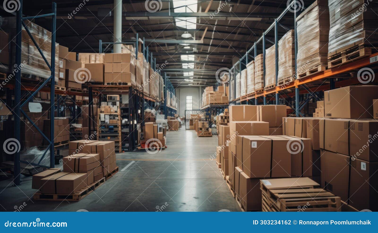 Illustration Warehouse with Packages Neatly Arranged on Shelves Stock ...