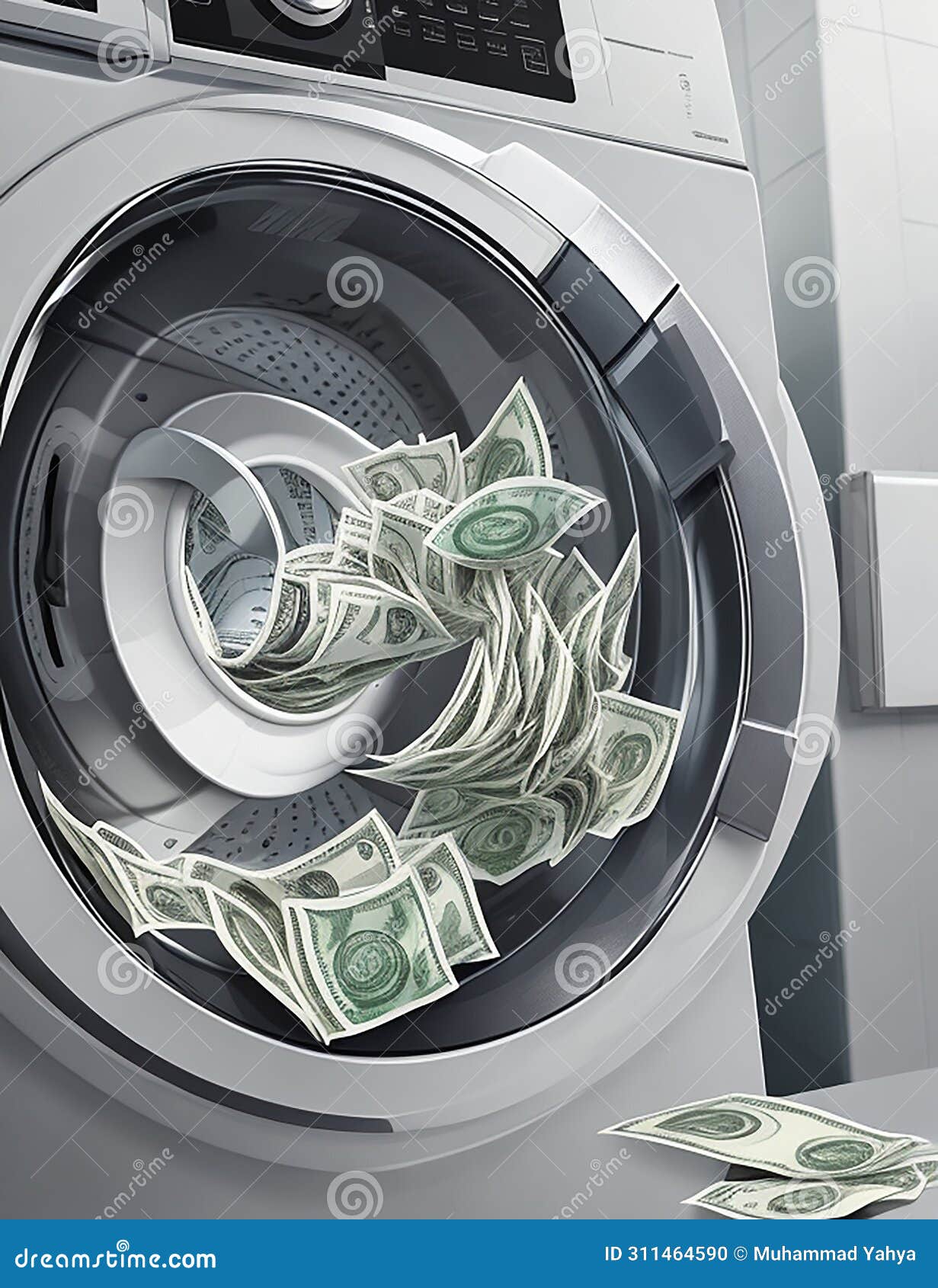 Illustration with a Washing Machine for Money Laundry Stock ...