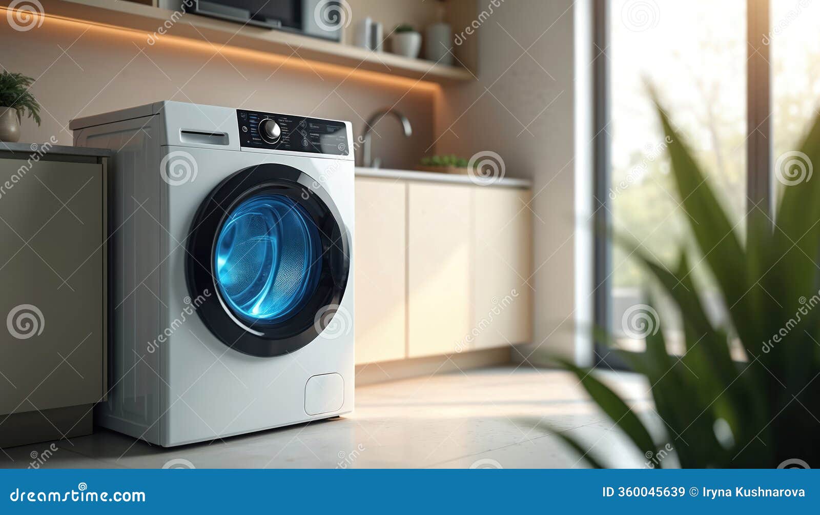 Illustration of Washing Machine with Touch Screen Interface in Smart ...