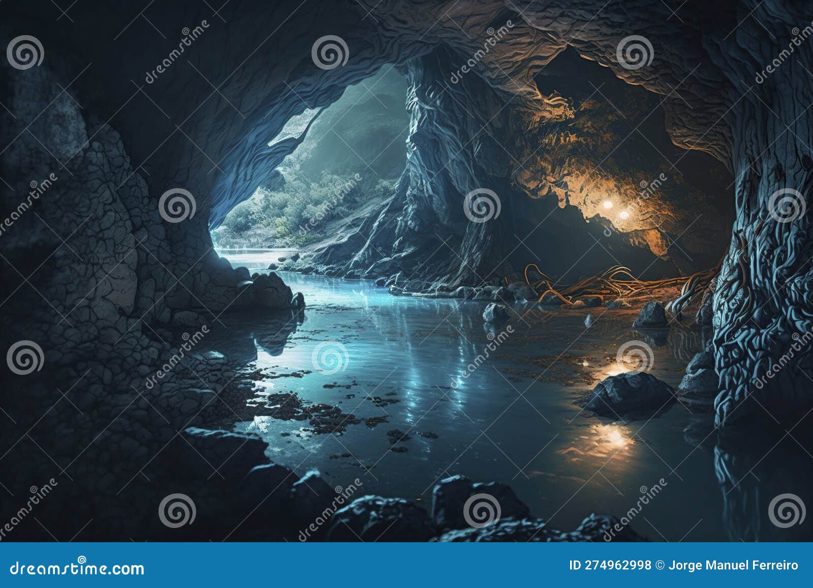 Illustration, Water in the Caves, Generative Ai Stock Illustration ...
